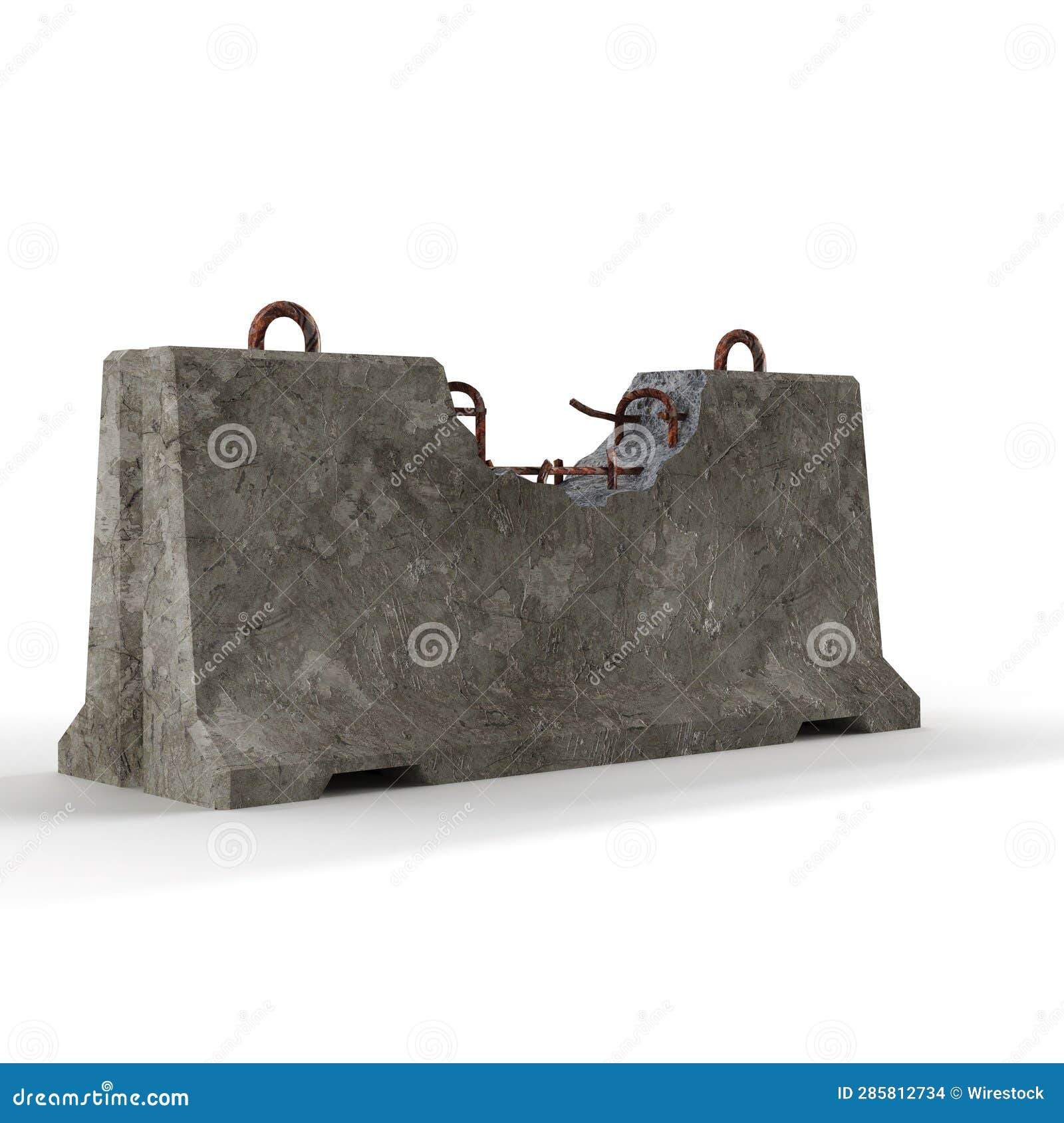 3D Rendering of a Huge Concrete Block Model Isolated on a White ...