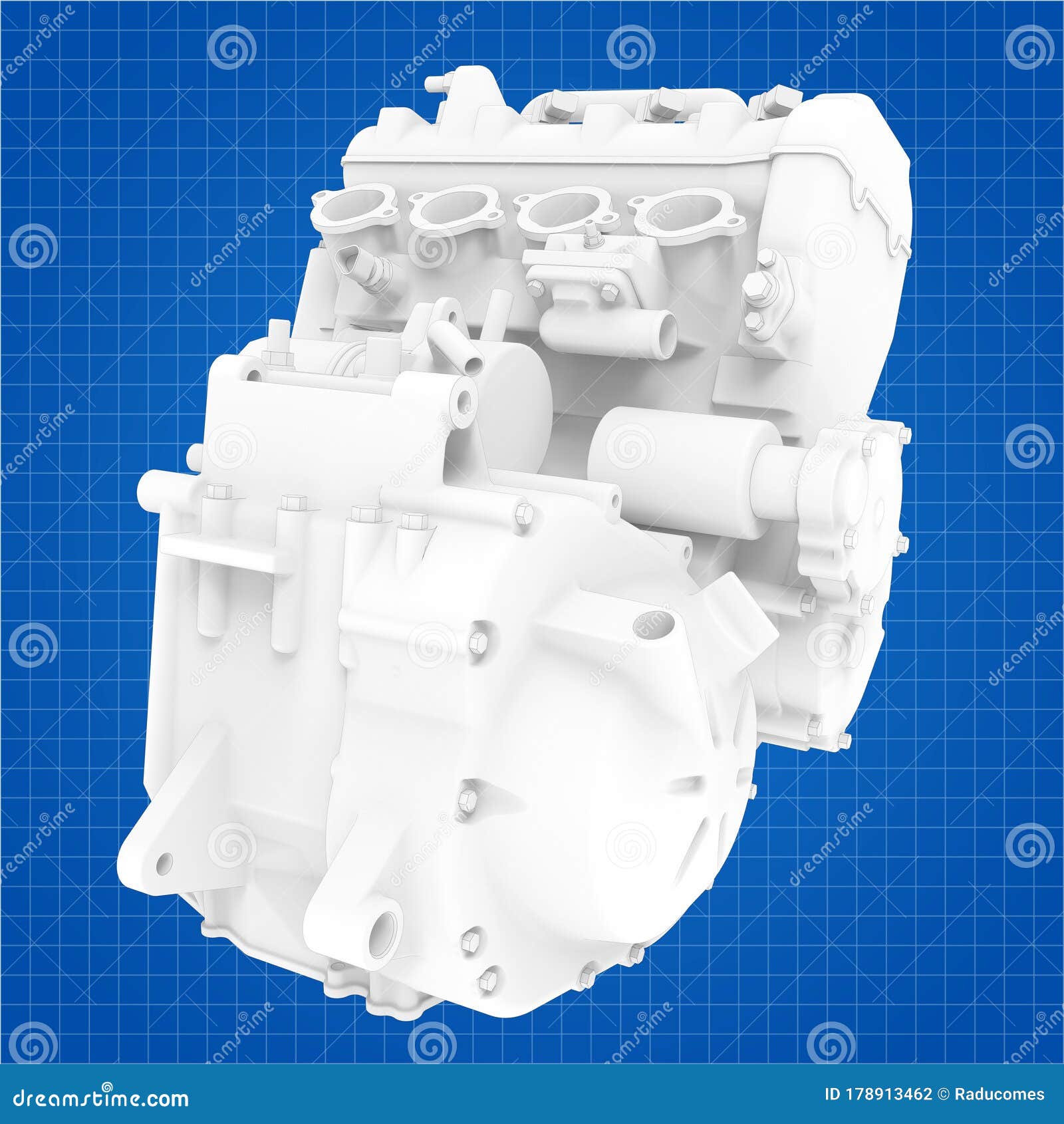 3D Rendering - Large Engine Blue Print Stock Illustration ...