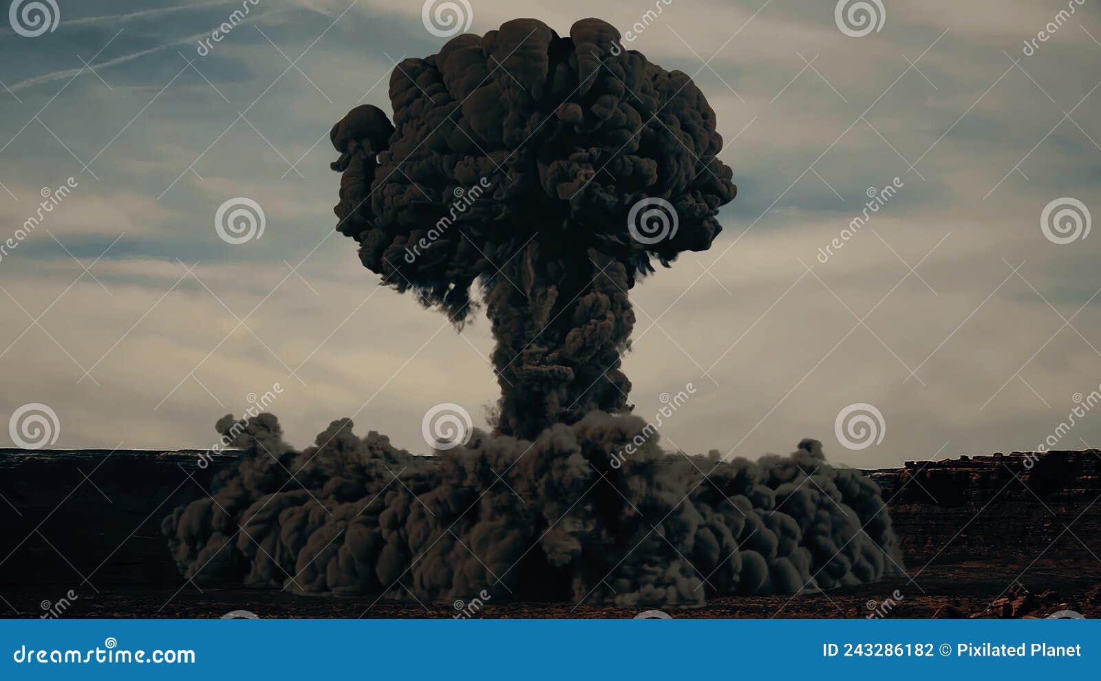 3d Rendering of Massive Nuke Bomb Test Explosion with Film Look Stock ...
