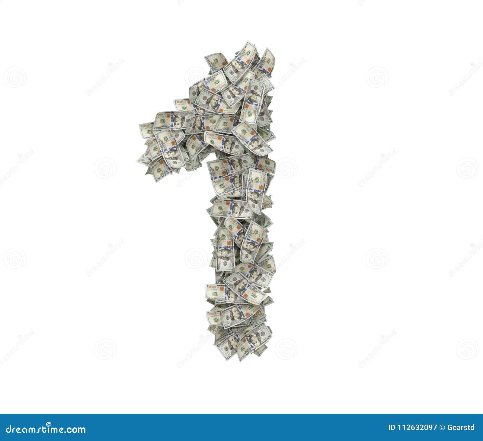 3d Rendering of a Large Number 1 Made of Countless 100 Dollar Bills on ...