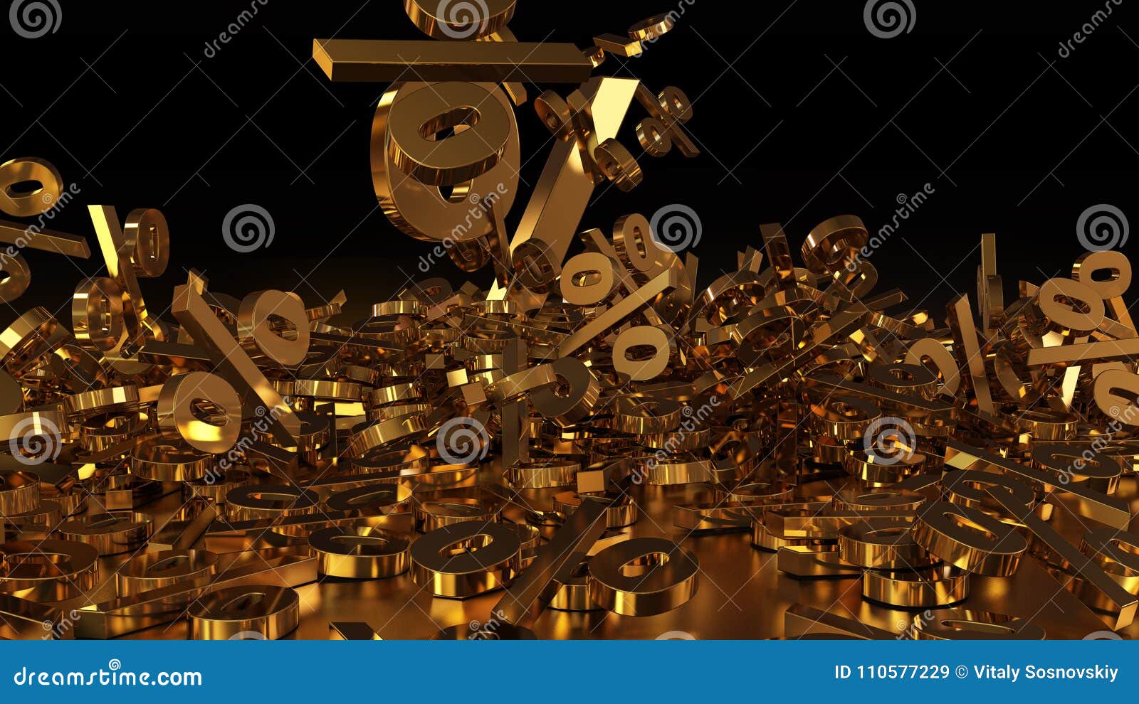 3D Rendering of a Large Number of Percent Signs Falling into a Heap. a ...
