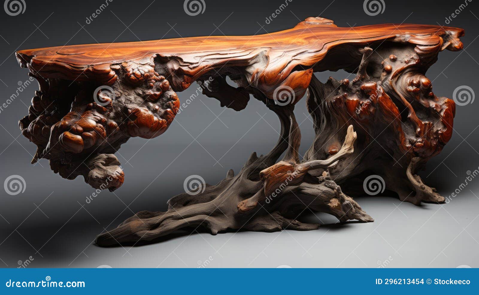Abstract Reclaimed Wood Console Table with Unreal Engine 5 Style Stock ...