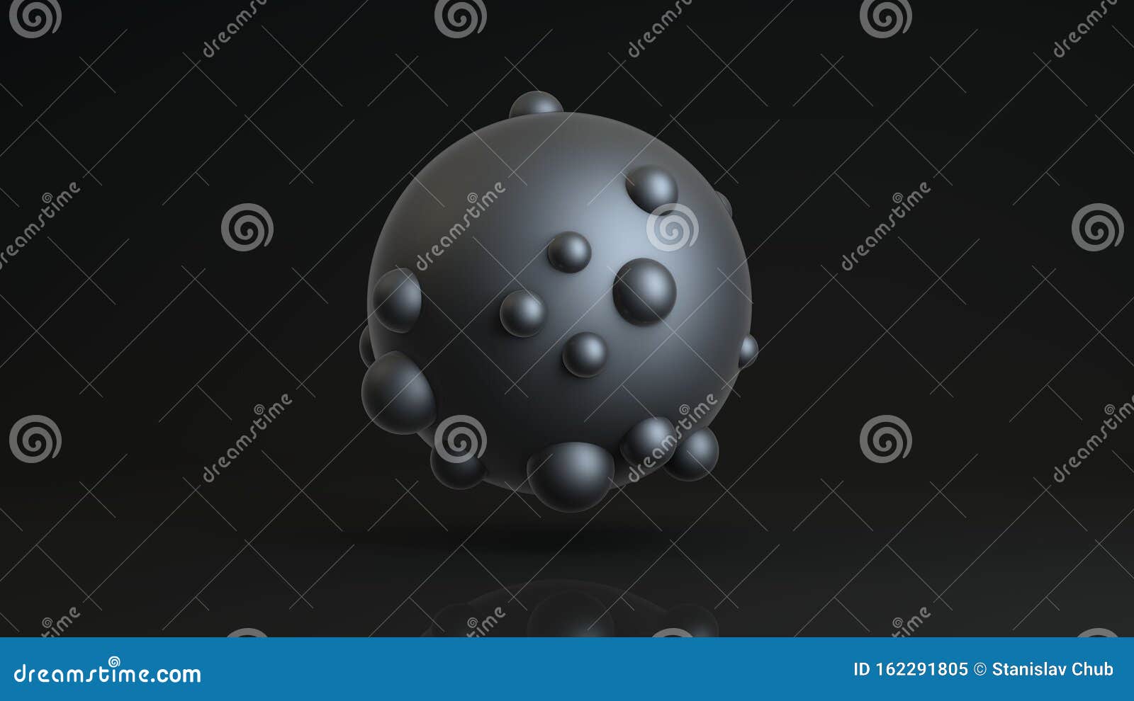 3D Rendering of a Large Sphere and Many Small Ones Immersed in the ...