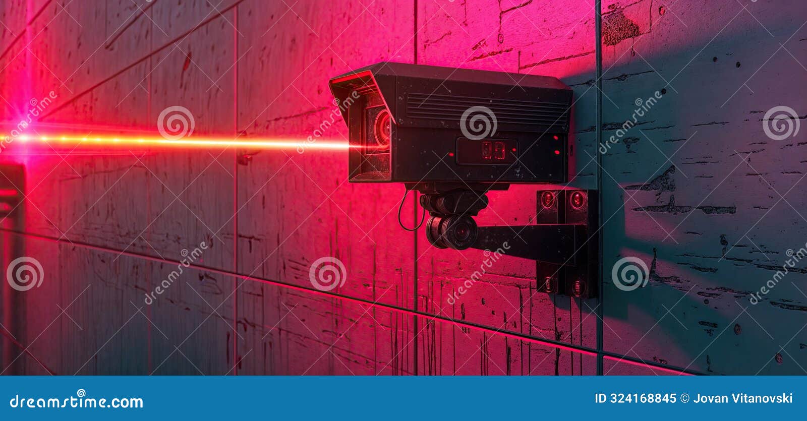 3D Rendering of a Laser Security Camera with Red Light Stock ...
