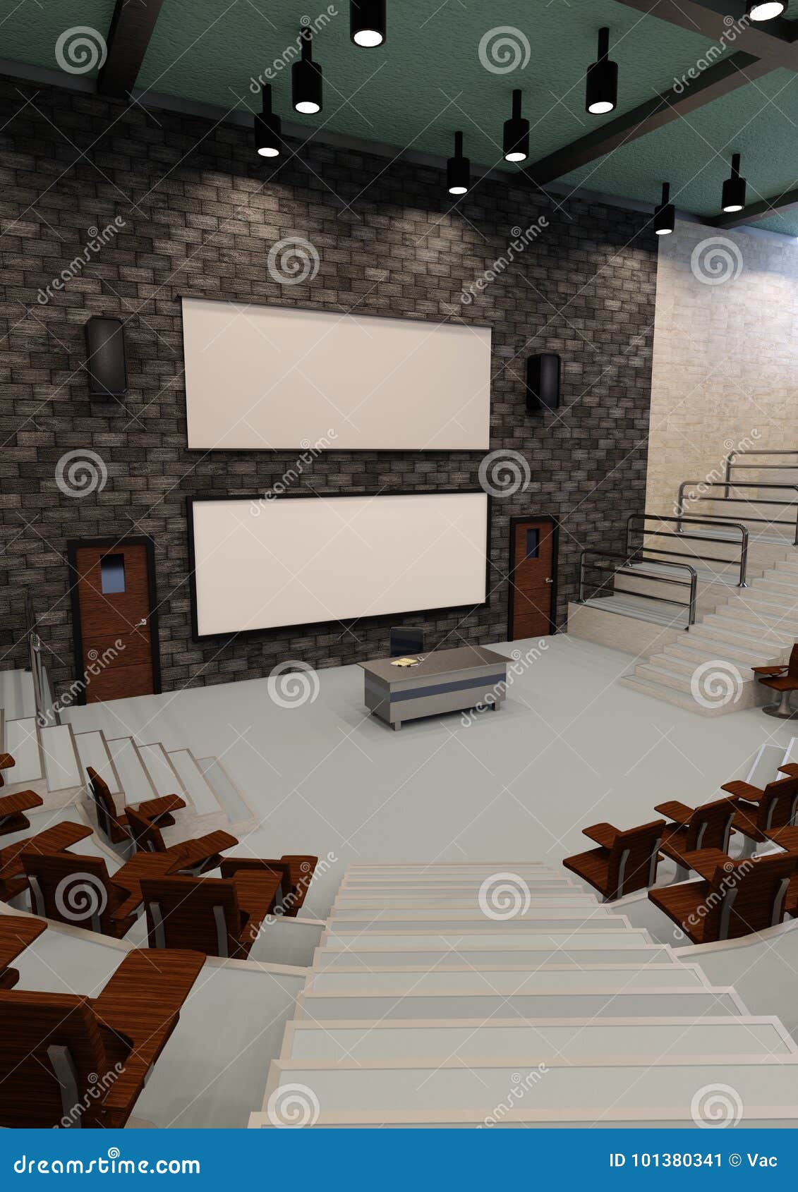 3D Rendering Lecture Hall stock illustration. Illustration of public ...