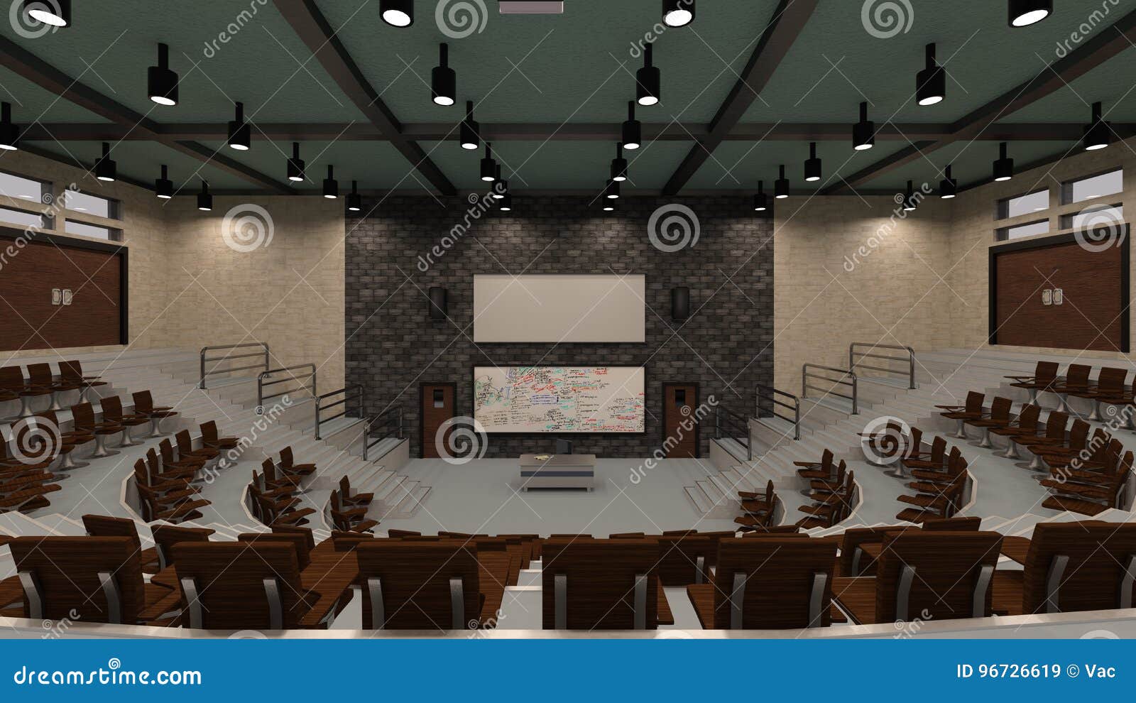 3D Rendering Lecture Hall stock illustration. Illustration of ...