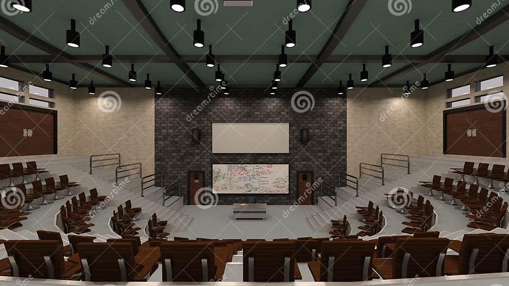 3D Rendering Lecture Hall stock illustration. Illustration of ...