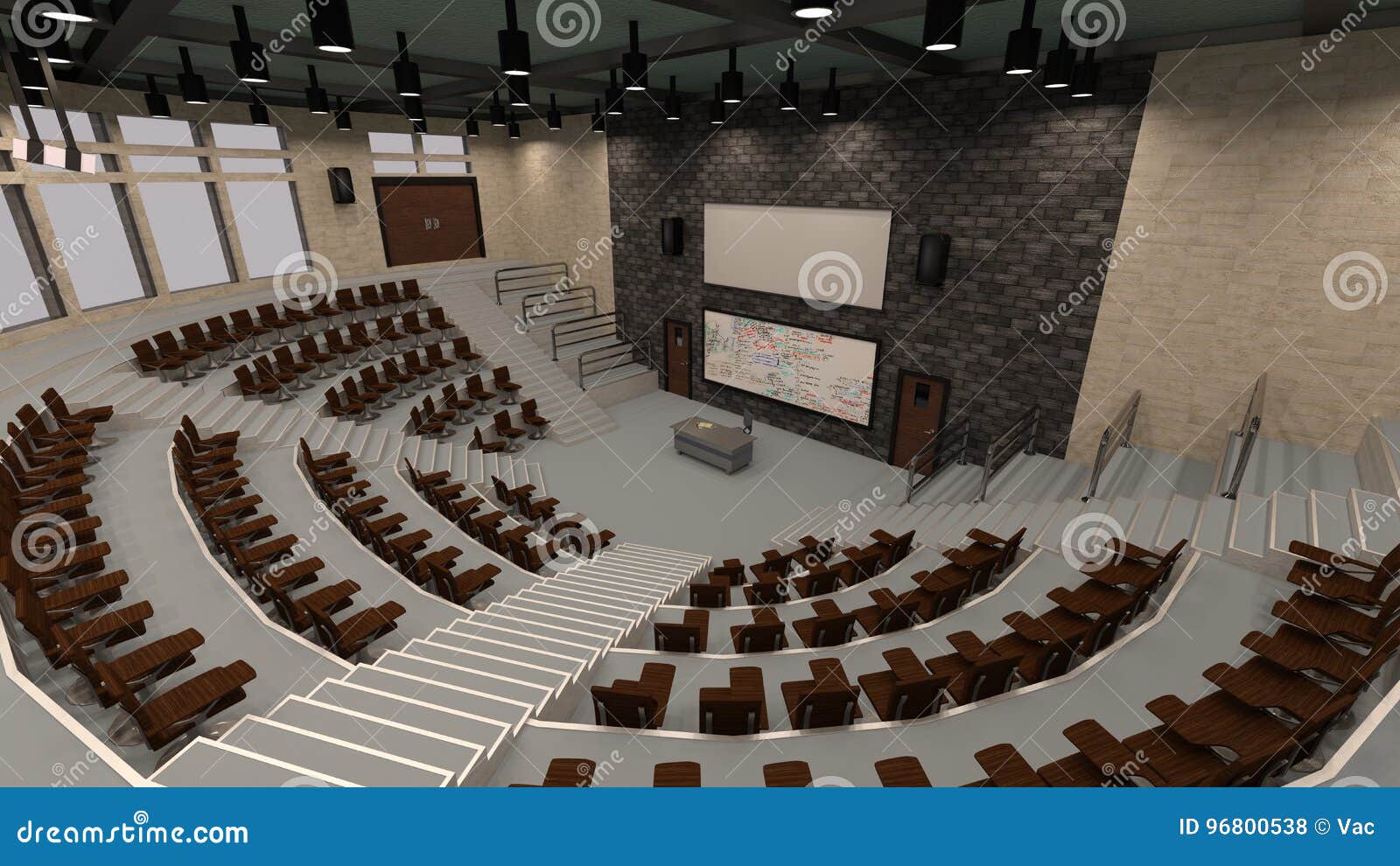 3D Rendering Lecture Hall stock illustration. Illustration of college ...