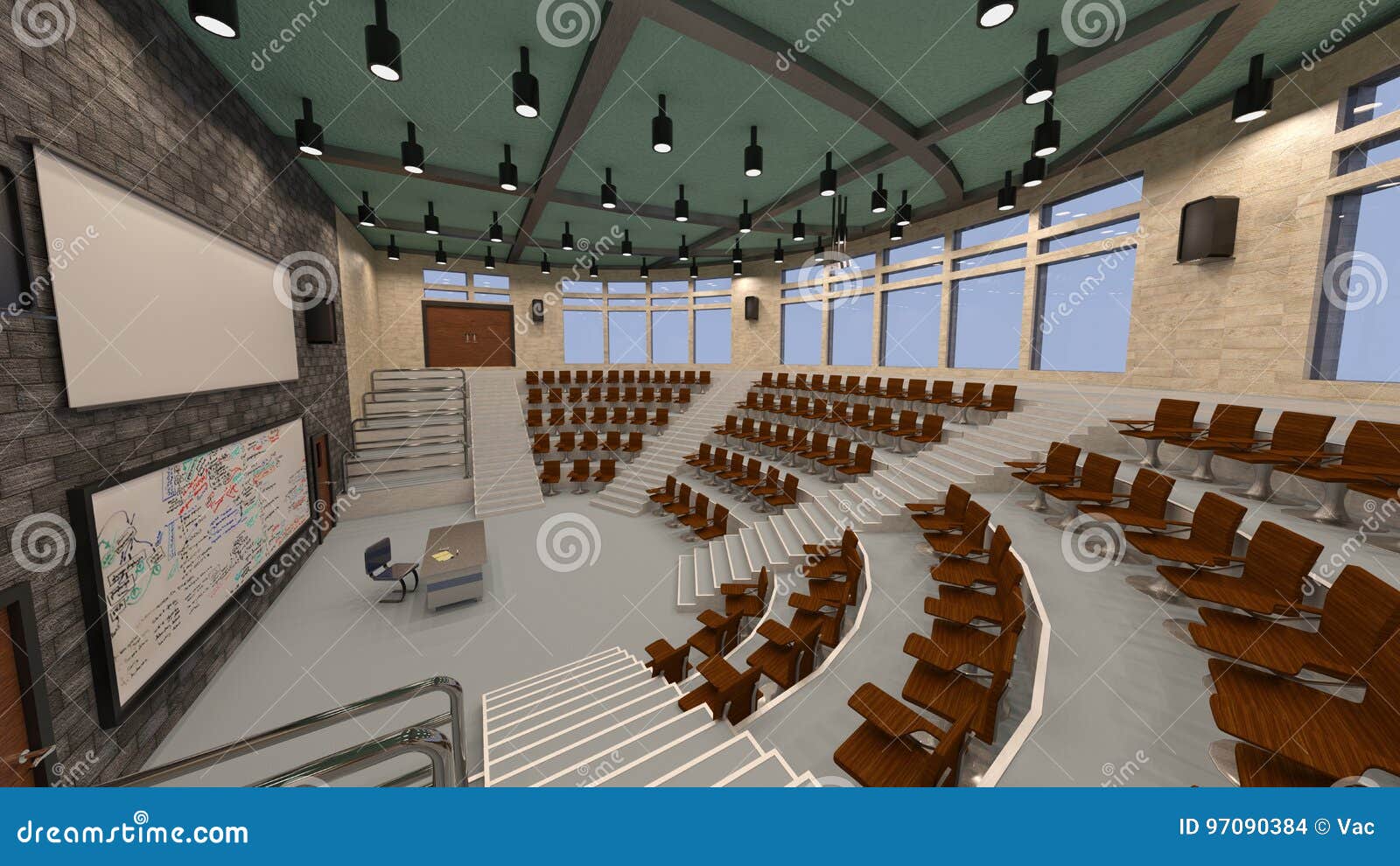 3D Rendering Lecture Hall stock illustration. Illustration of business ...