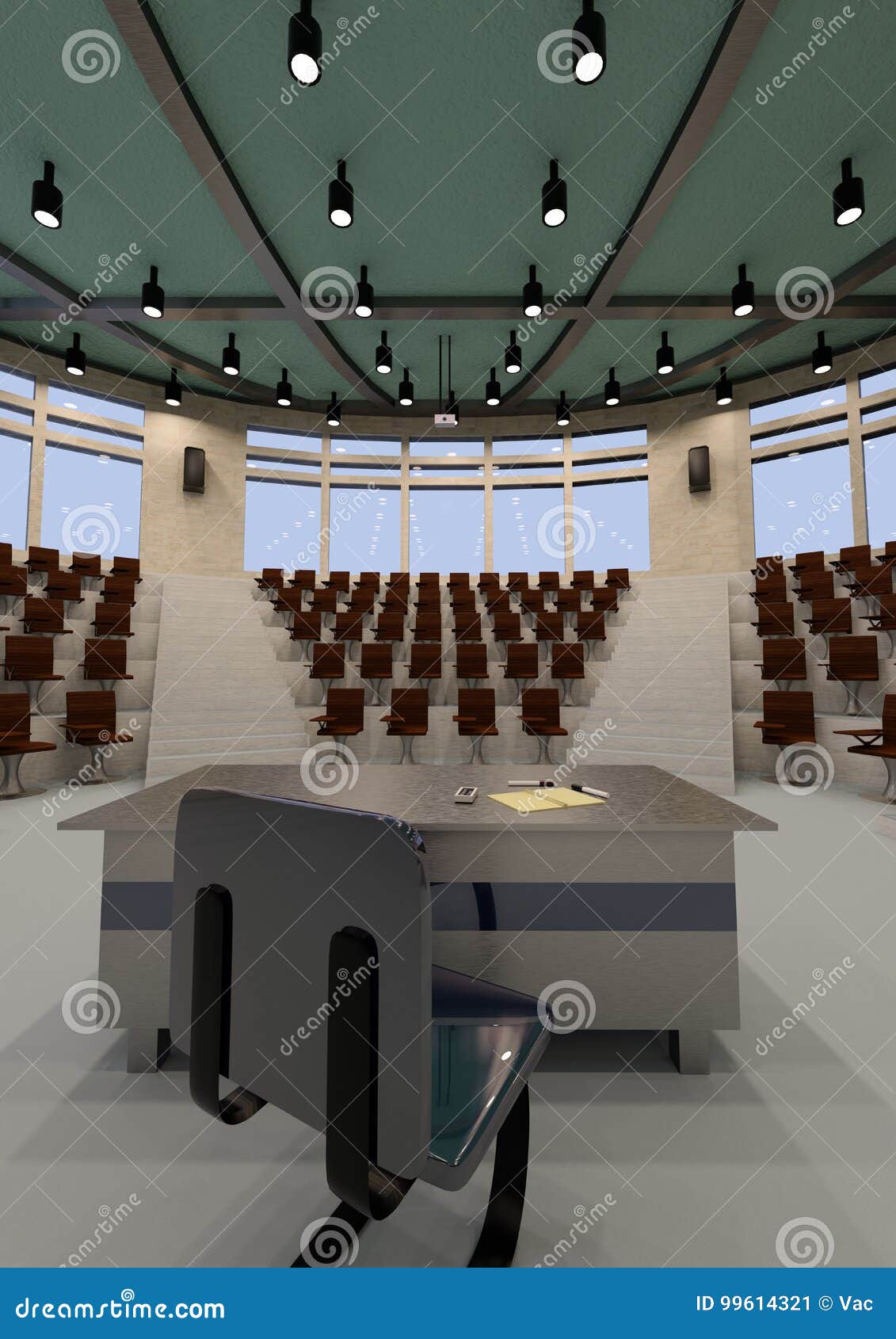 3D Rendering Lecture Hall stock illustration. Illustration of meeting ...