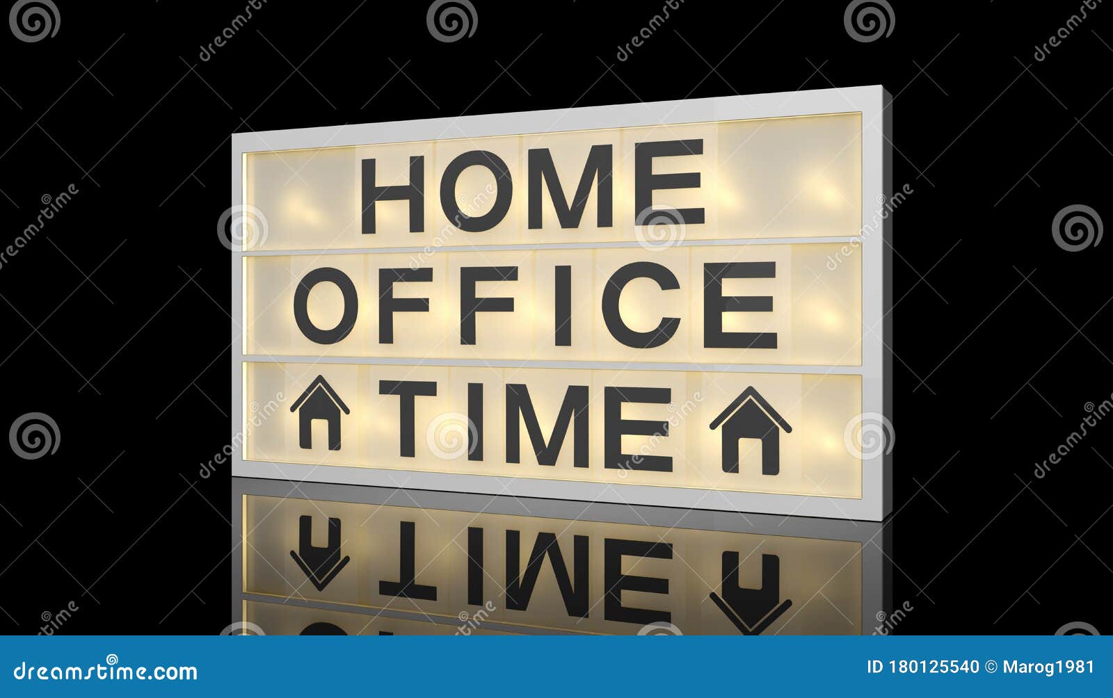 3d Rendering of a LED Lightbox with Text Home Office Time Stock ...