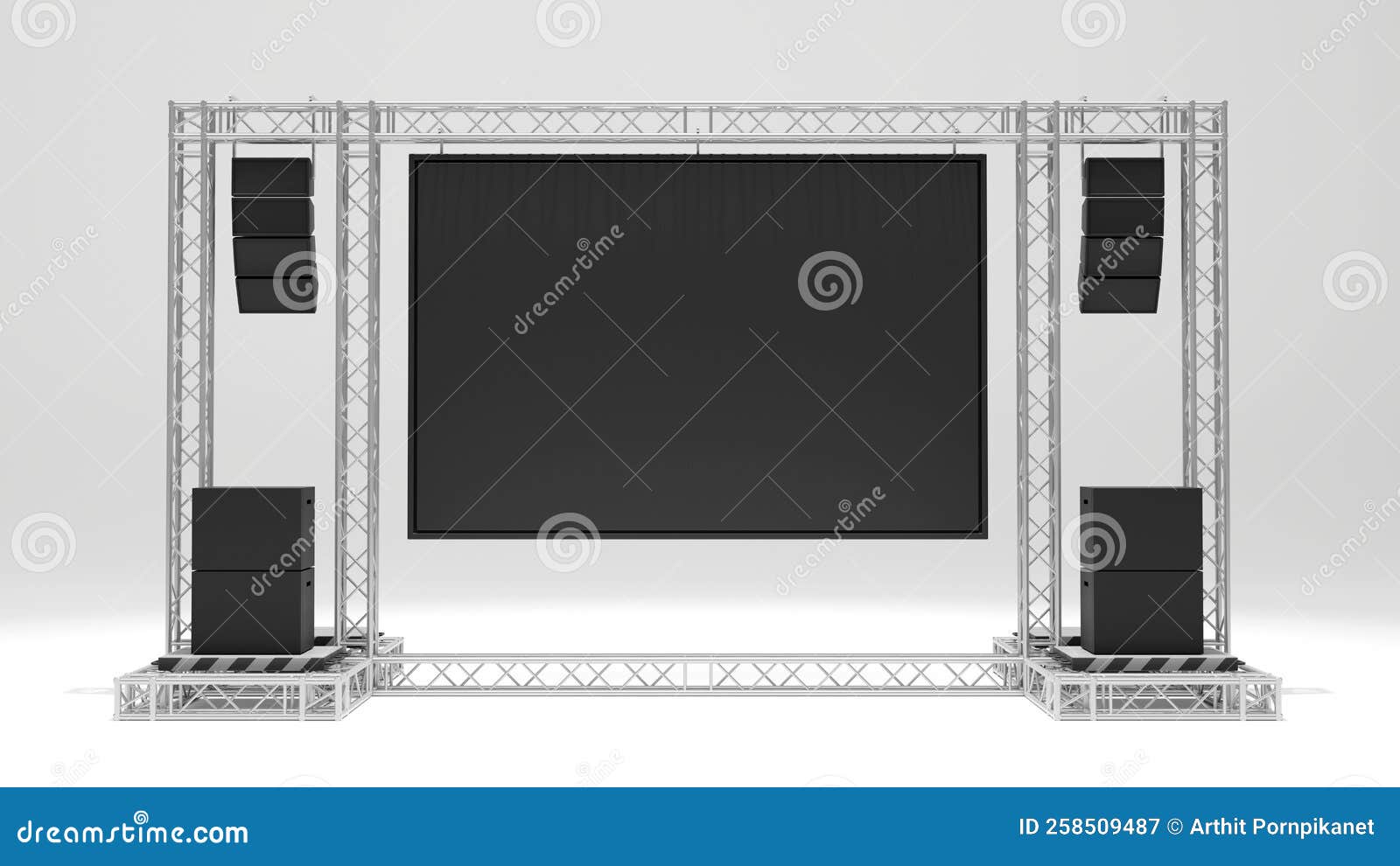 3D Rendering of LED Screen with Truss Construction and Sound System ...