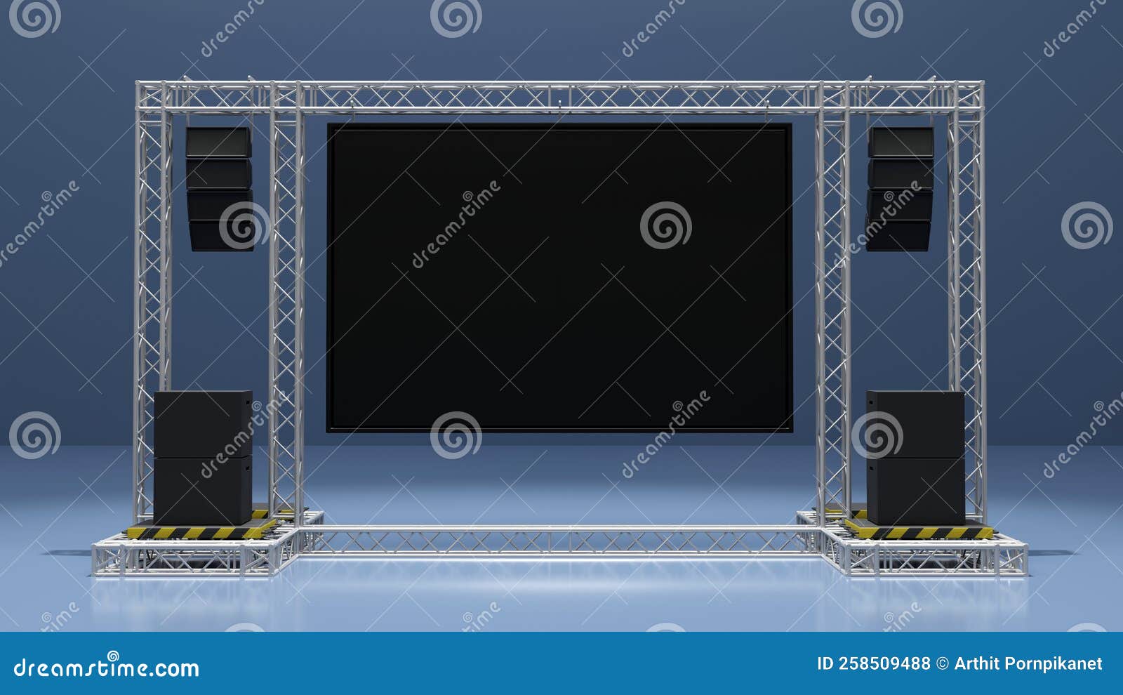 3D Rendering of LED Screen with Truss Construction and Sound System ...