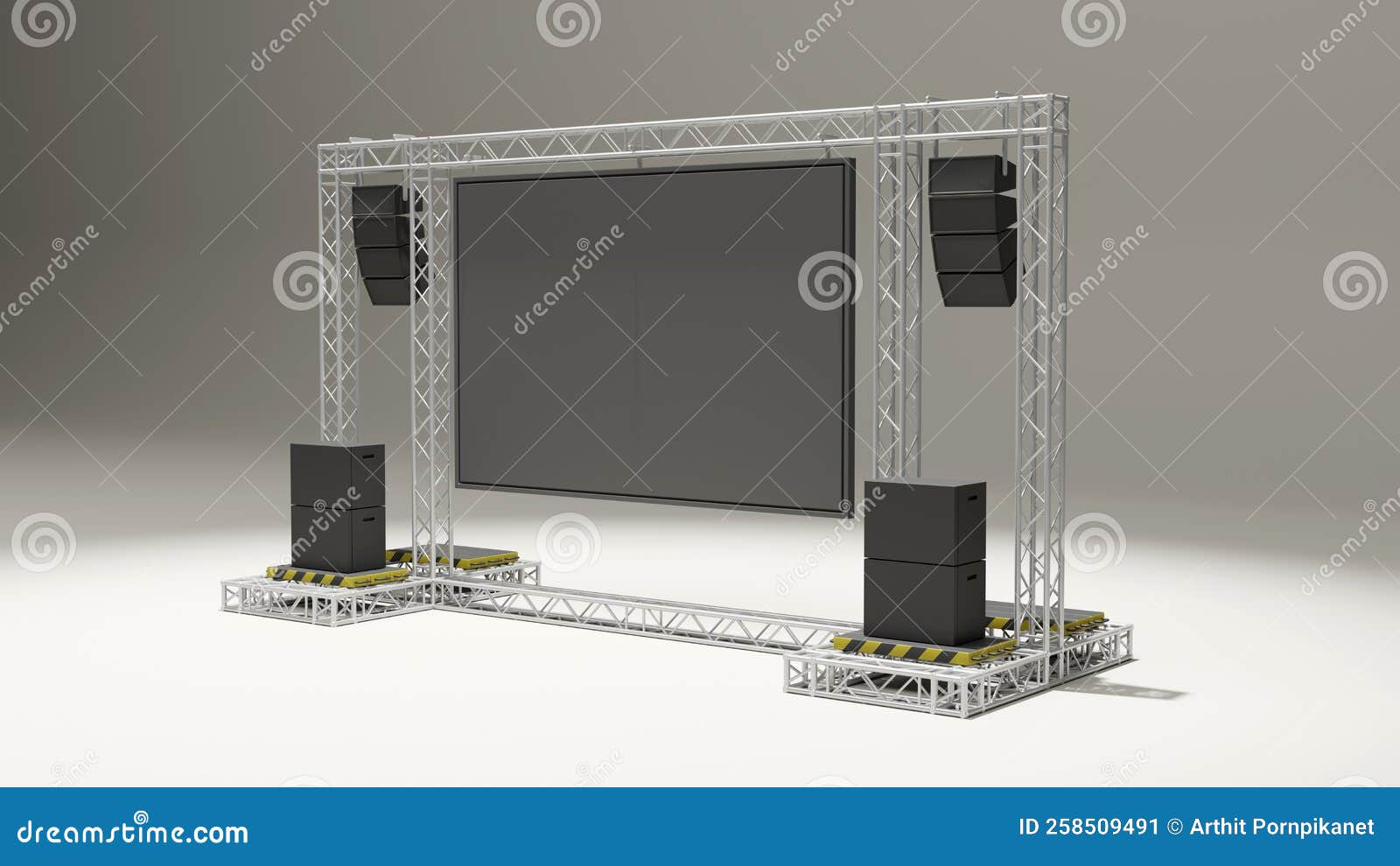 3D Rendering of LED Screen with Truss Construction and Sound System ...