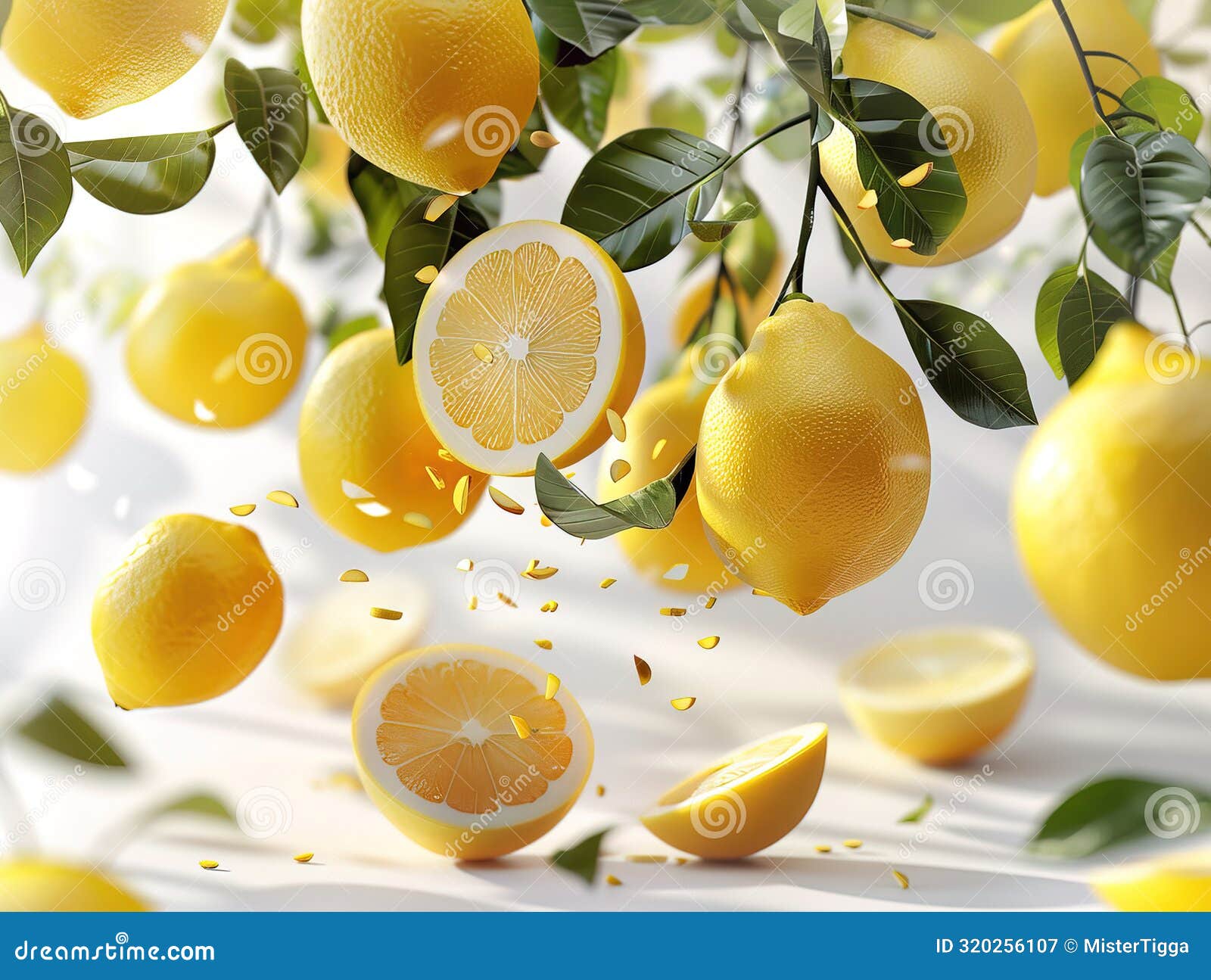 3d Rendering of LEMONS Falling from the Sky, Hyperpop Colour Scheme ...