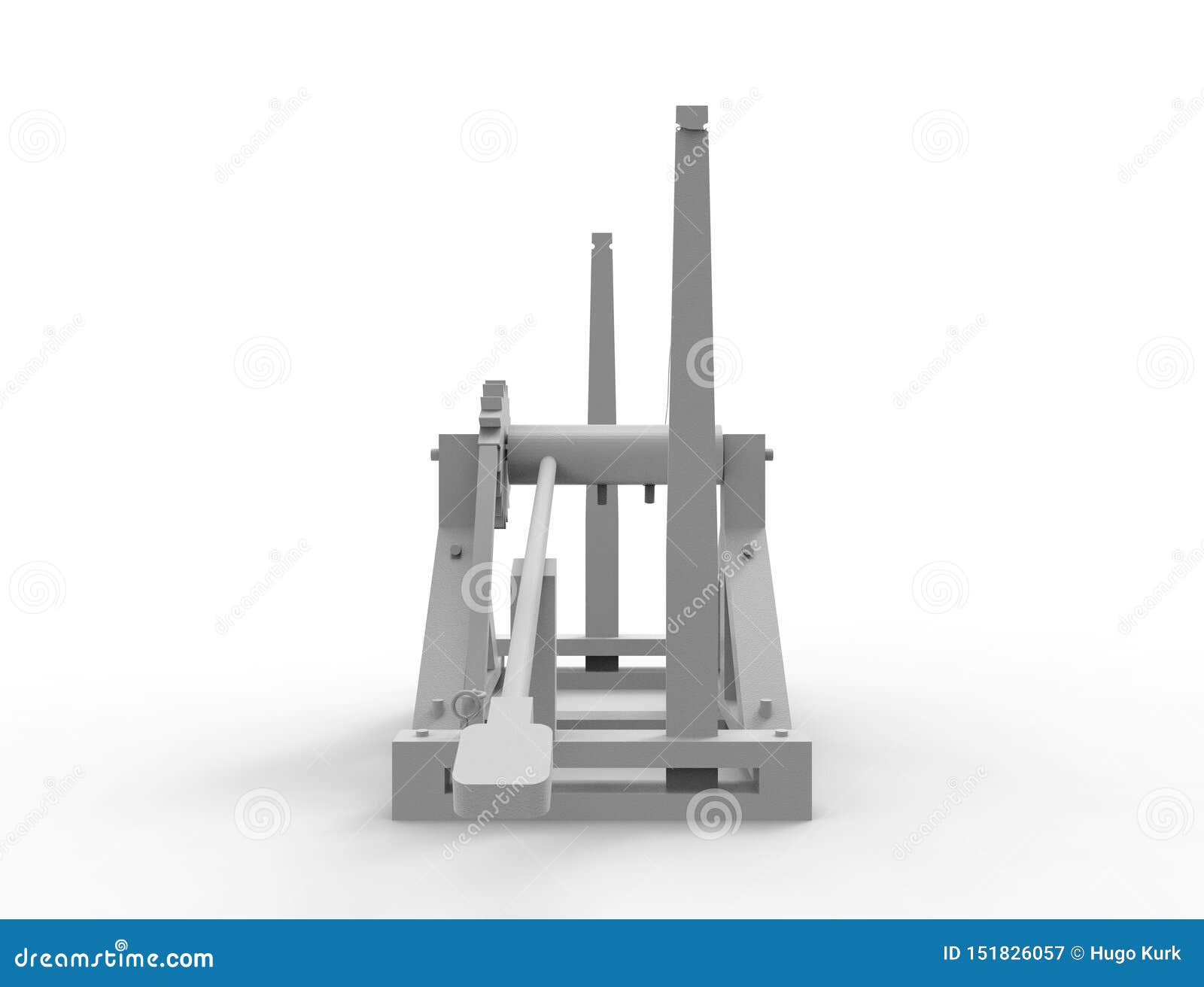3D Rendering Of An Old Catapult With A Large Bucket For Throwing Large ...