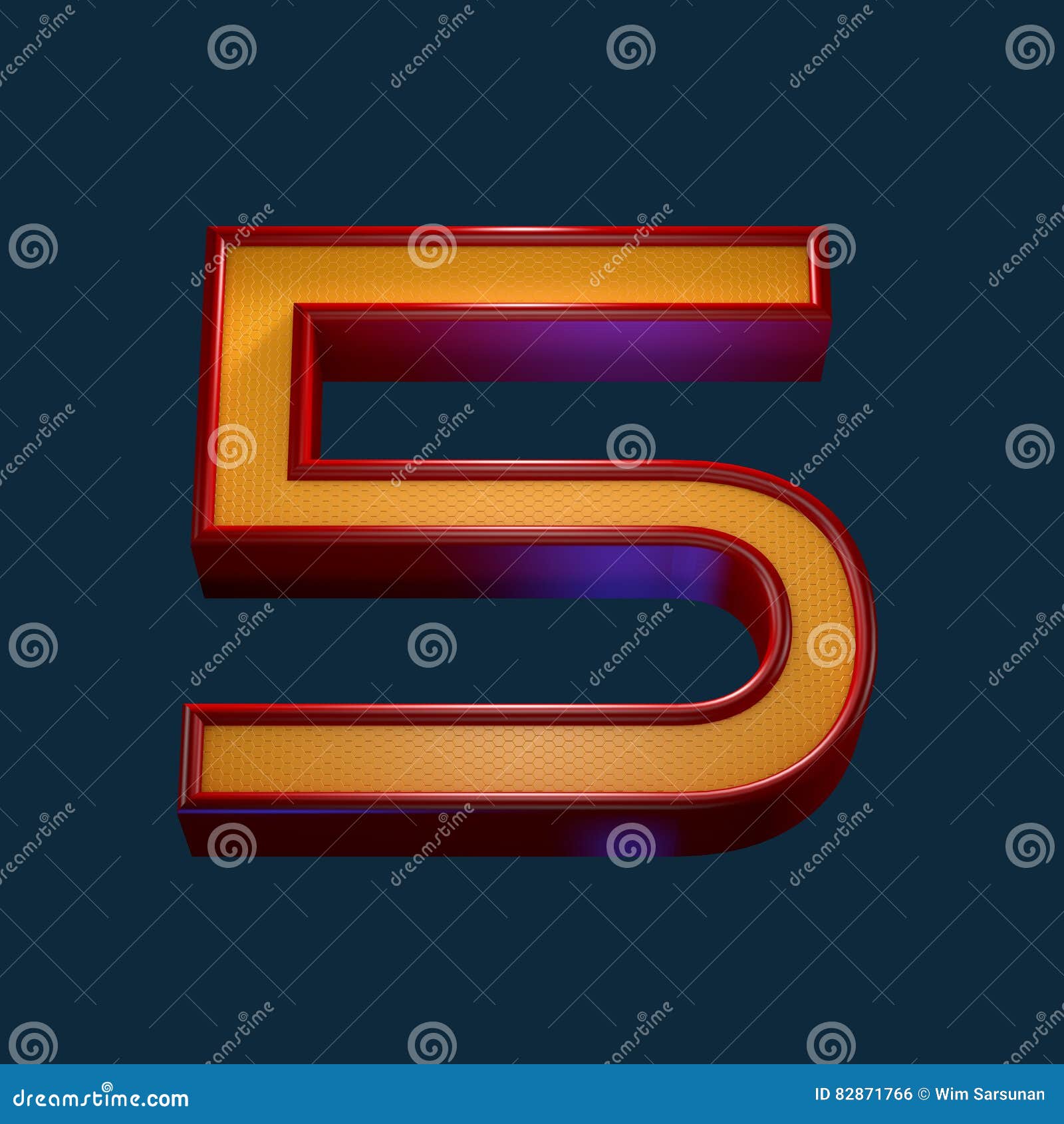 3d rendering of letter 5 stock illustration. Illustration of number ...