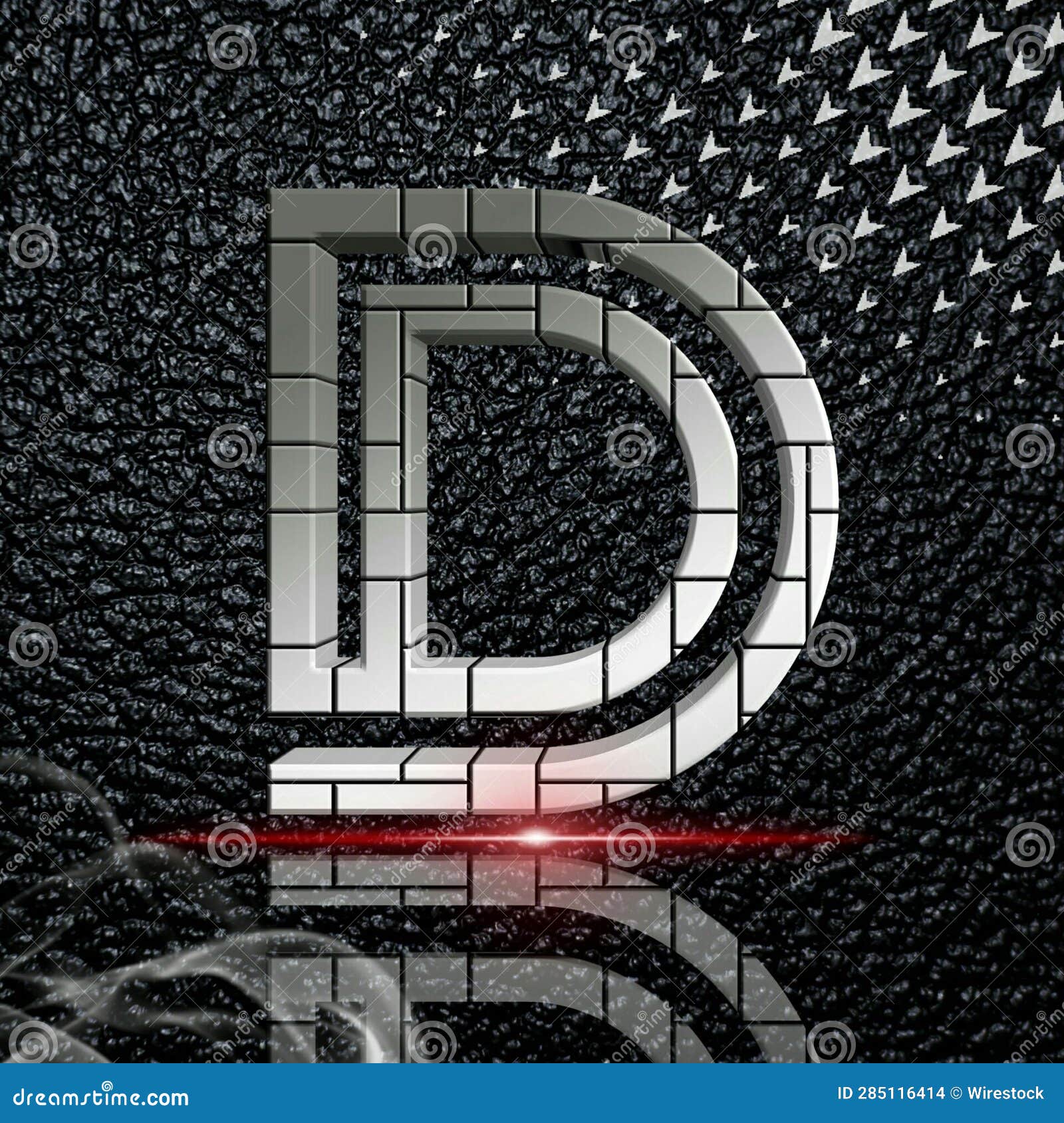 3D Rendering of the Letter D on a Textured Glossy Black Background ...