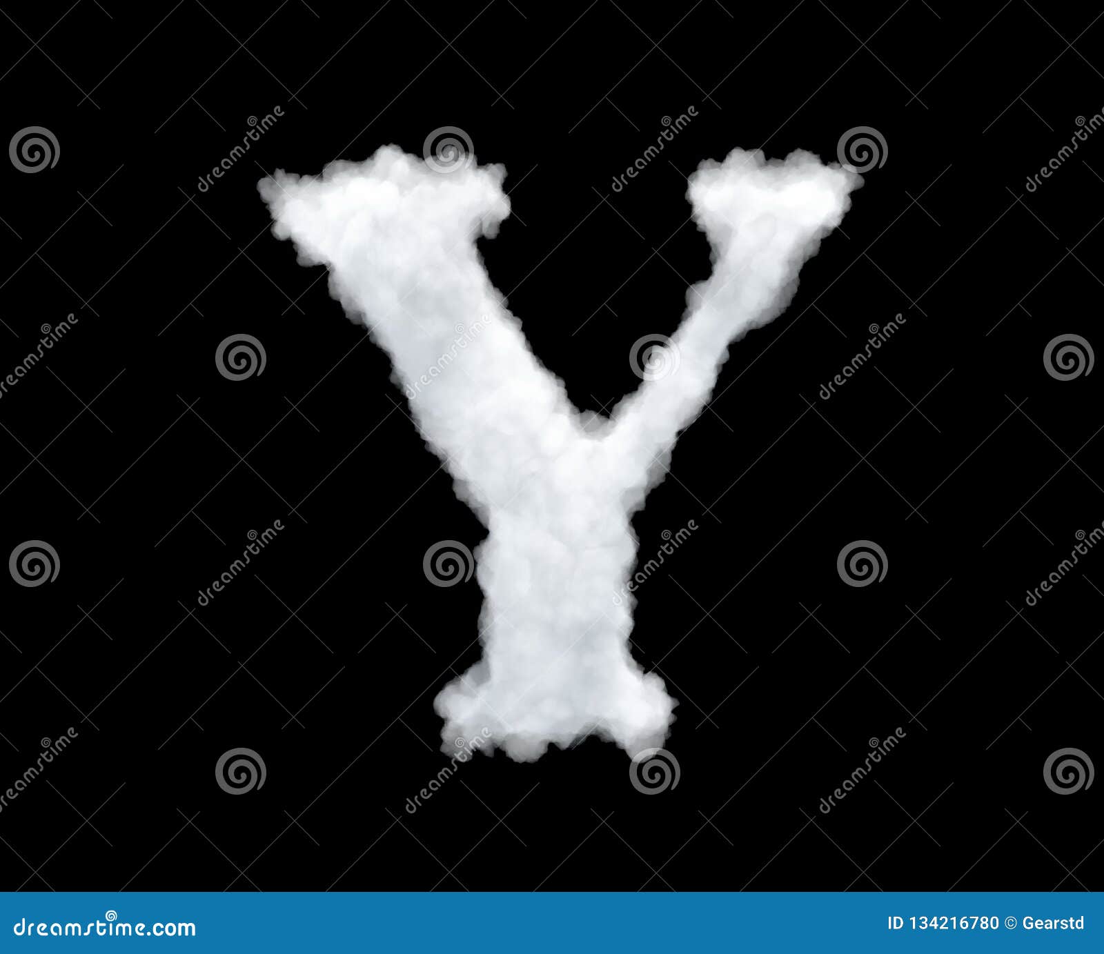 3d Rendering of a Letter-Y-shaped Cloud Isolated on Black Background ...