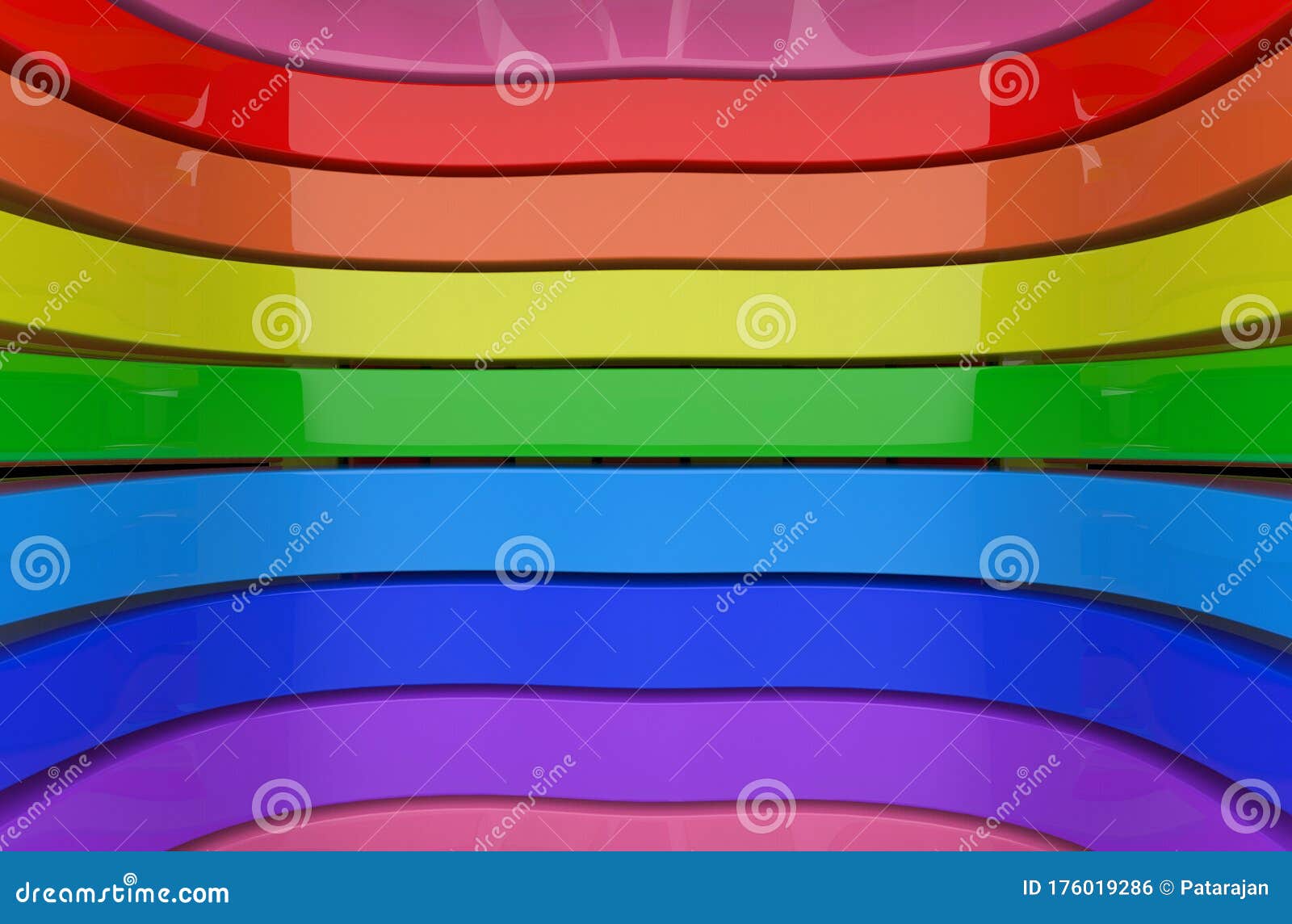 3d Rendering Lgbtq Rainbow Color Curve Panels Wall Background Stock