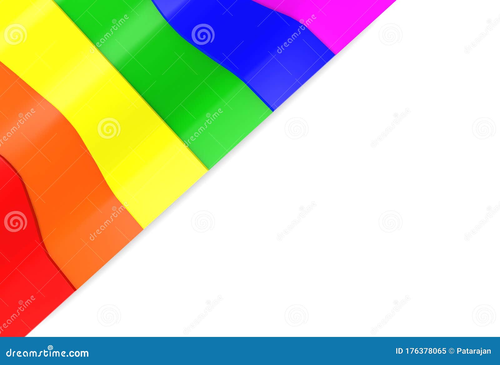 3d Rendering Lgbtq Rainbow Color Curve Pattern Flag Design On White