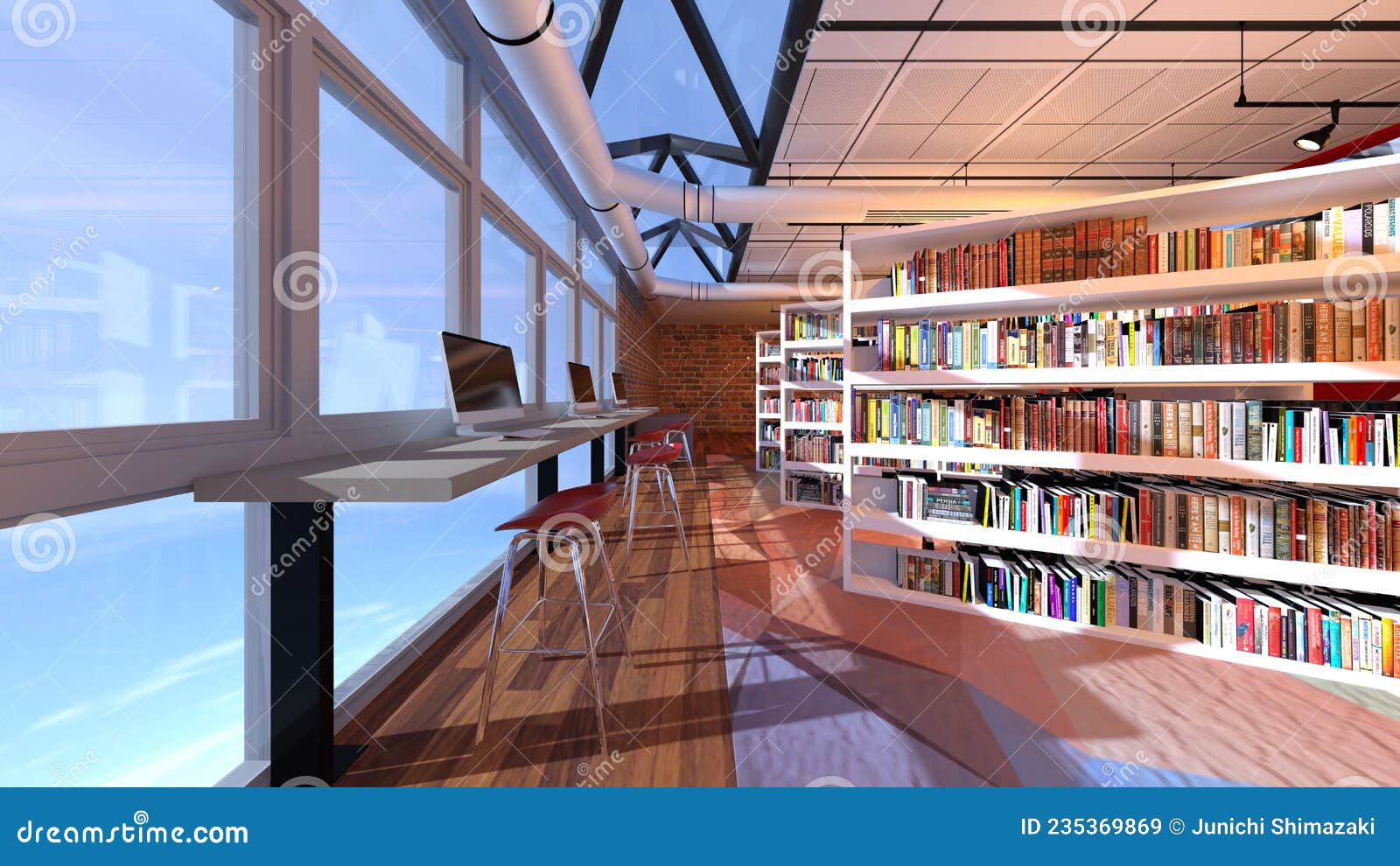 3D Rendering of the Library Stock Illustration - Illustration of ...