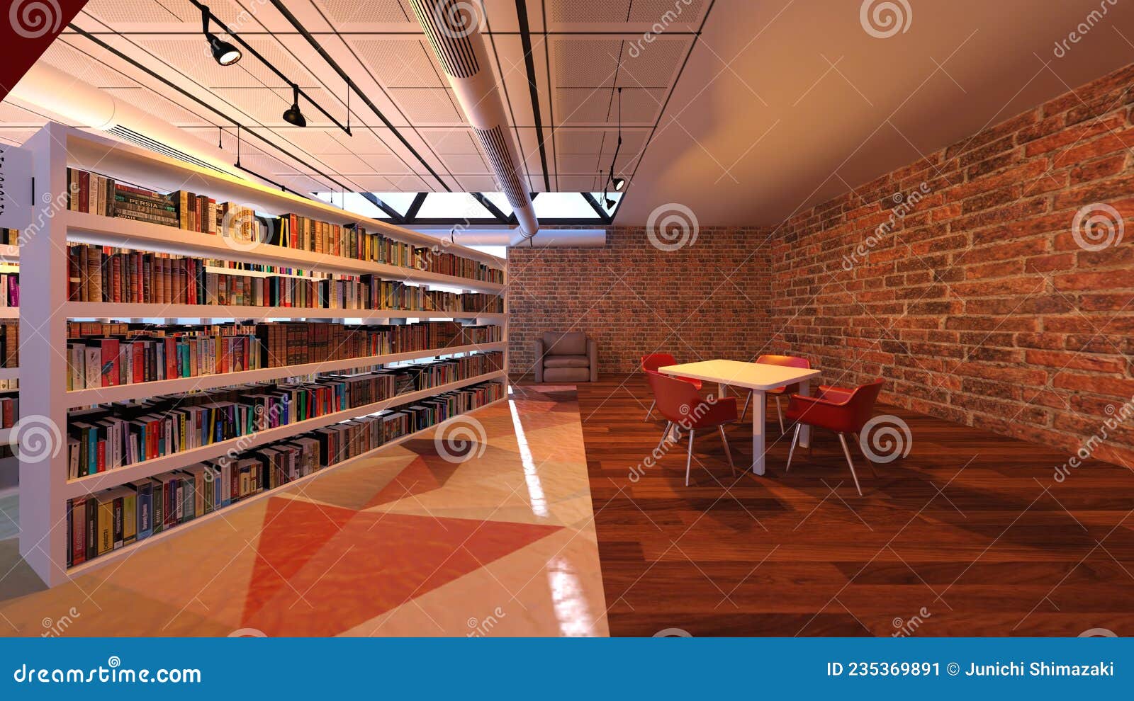 3D Rendering of the Library Stock Illustration - Illustration of ...