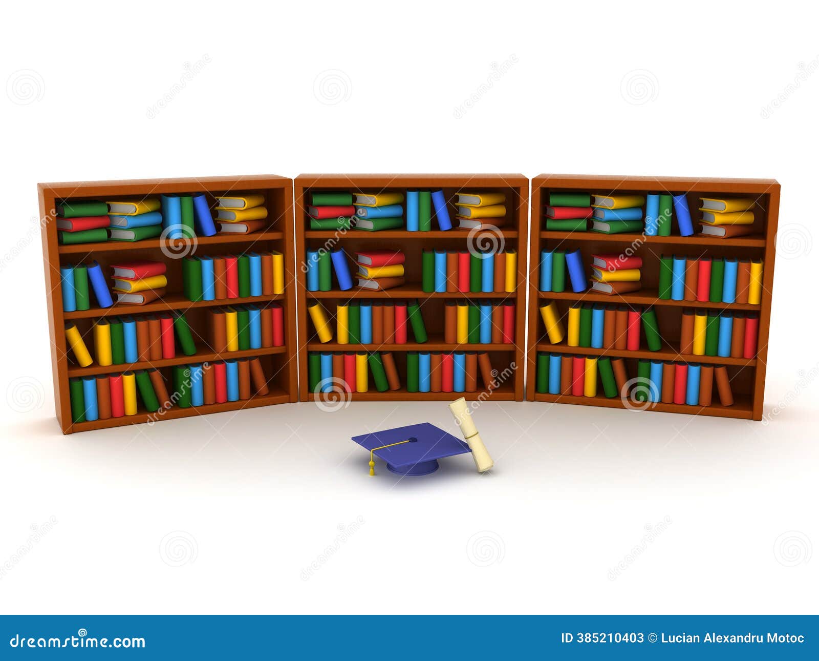 3D Rendering Of Graduation Cap And Bar Graph Shows A Decrease In Education Isolated White ...