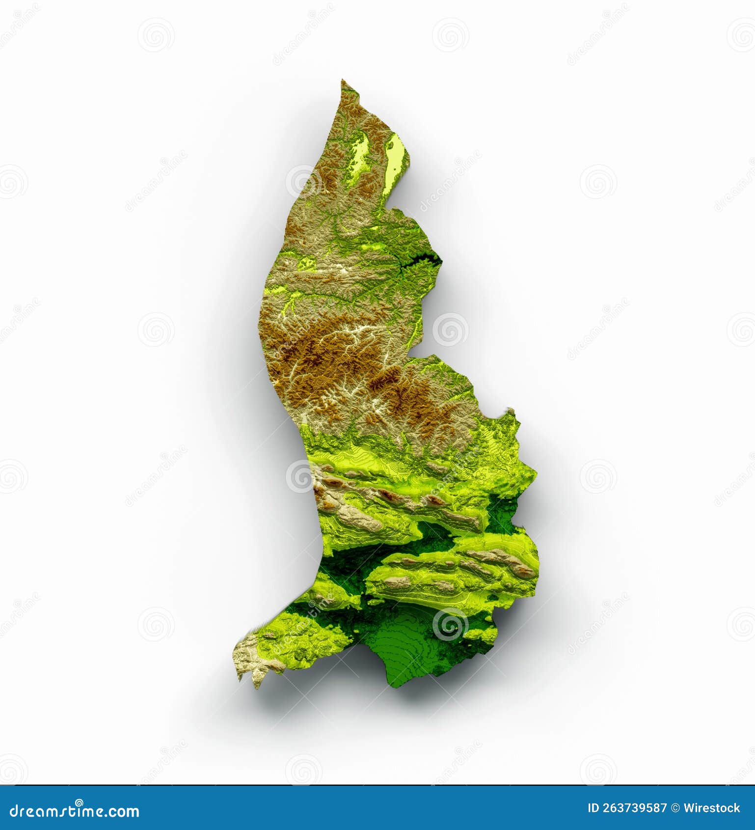 3D Rendering of Liechtenstein Relief Map Isolated on a White Background ...