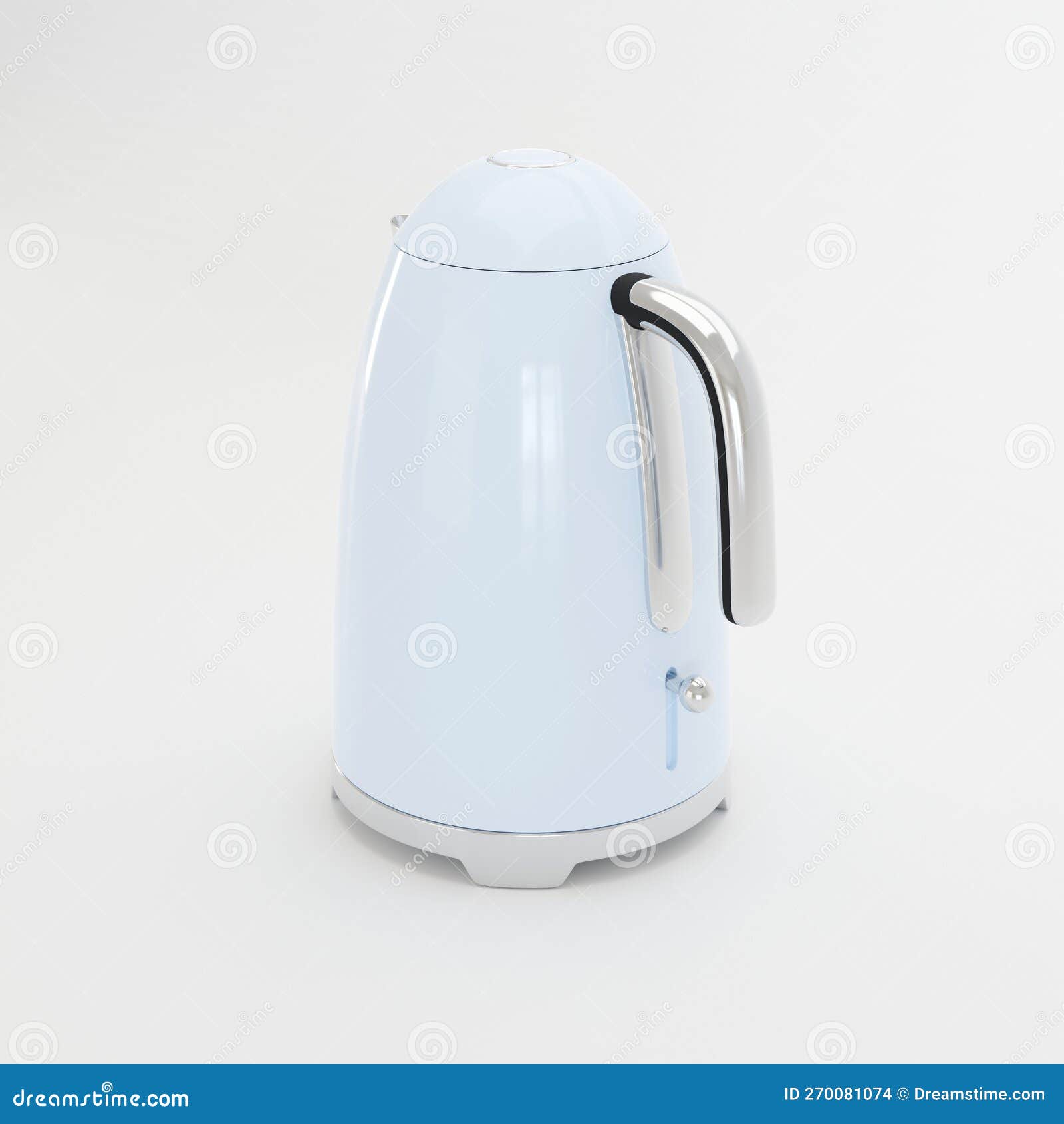 3D Rendering Light Blue Vintage Electric Kettle Stainless Steel Stock ...