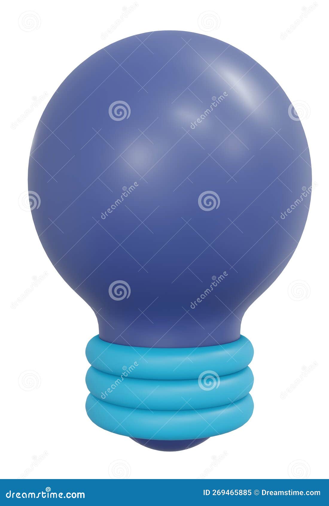 3D Rendering Light Bulb Cartoon Style. Stock Illustration ...
