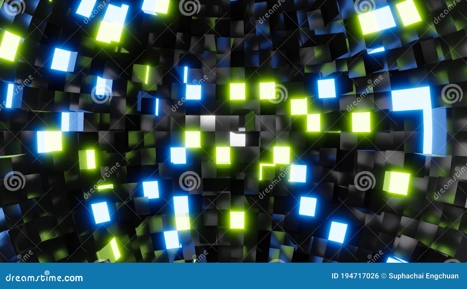 3d Rendering Light Glow Square on Black Background Stock Illustration ...