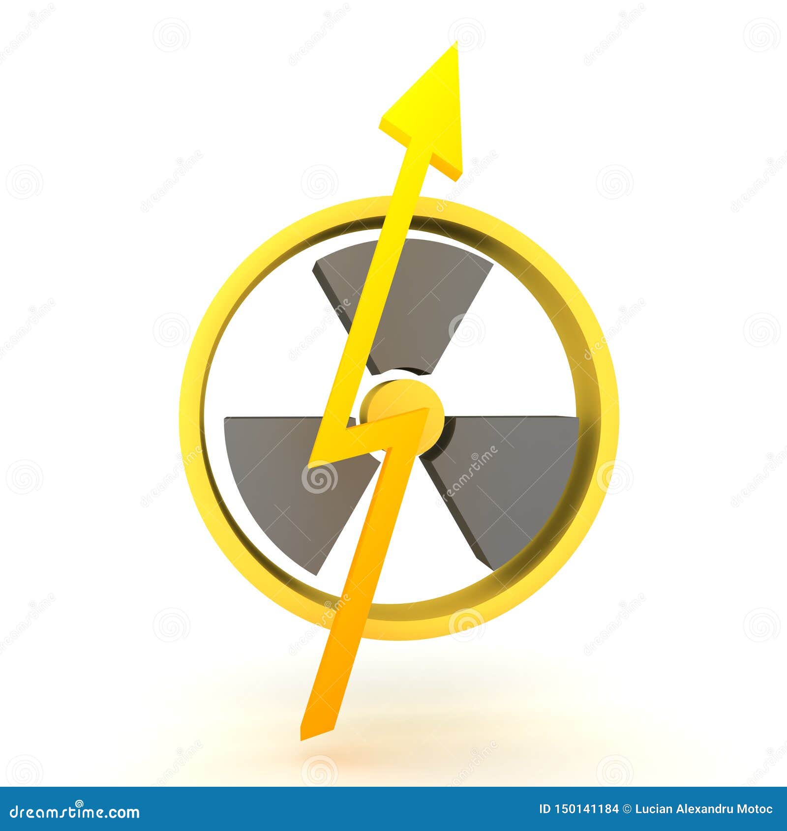 3D Rendering of Lightning Bolt in Front of Nuclear Power Sign Stock ...