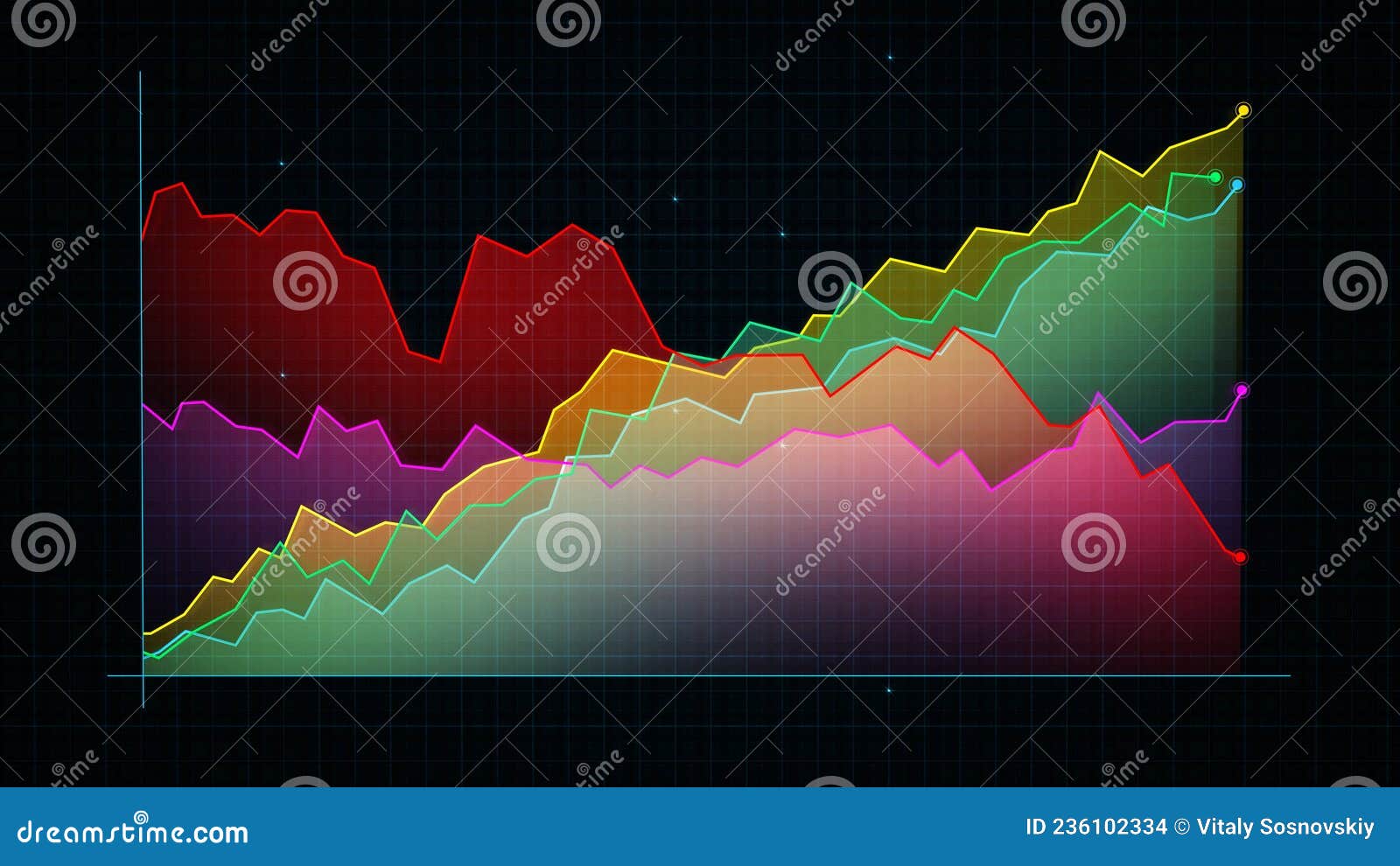 3D Rendering of a Line Graph of a Digital Income Chart Stock ...