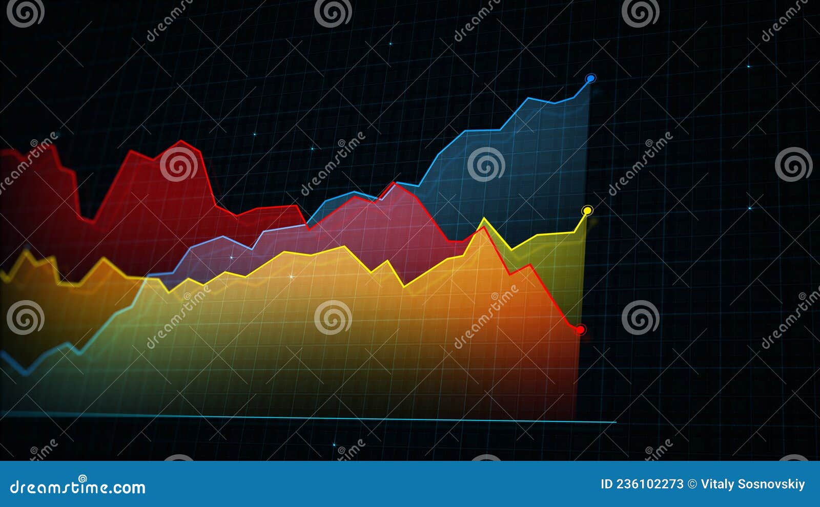 3D Rendering of a Line Graph of a Digital Income Chart Stock ...