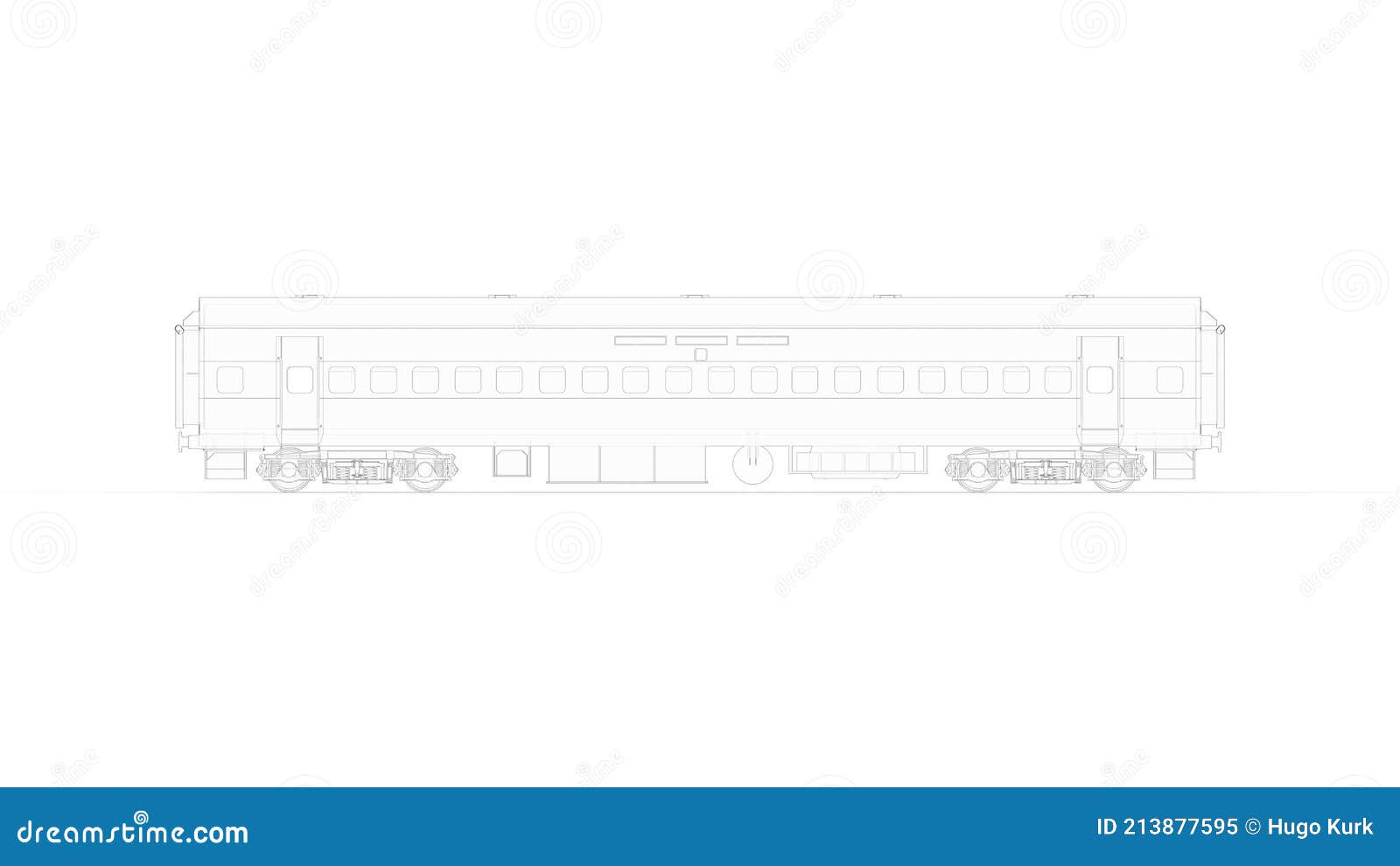 3D Rendering Line Illustration of a Train Wagon Carriage Wagon Isolated ...