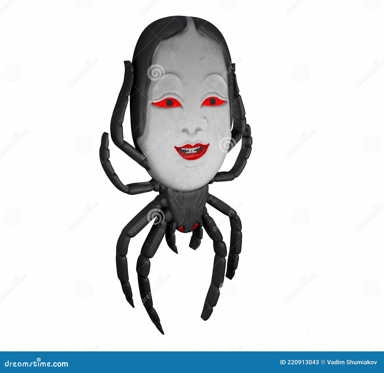 3d Rendering of a Little Devil with a Crow in the Comic Style ...