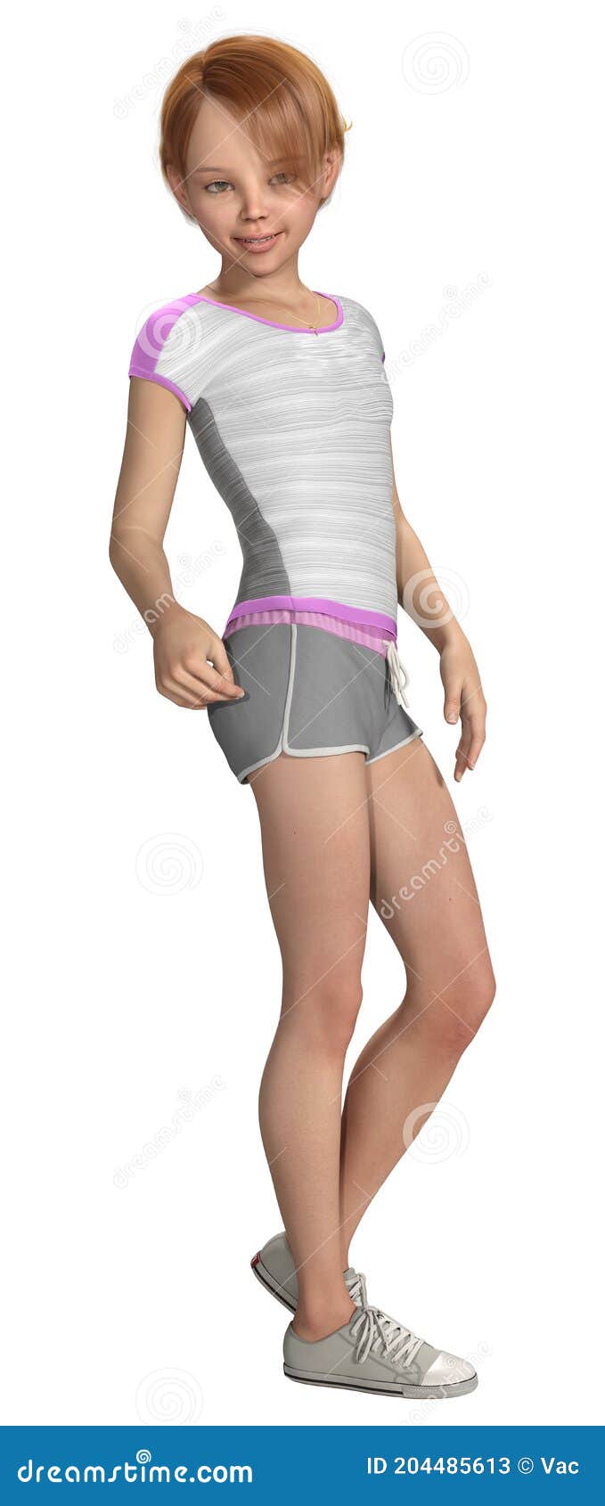 3D Rendering Little Girl on White Stock Illustration - Illustration of ...