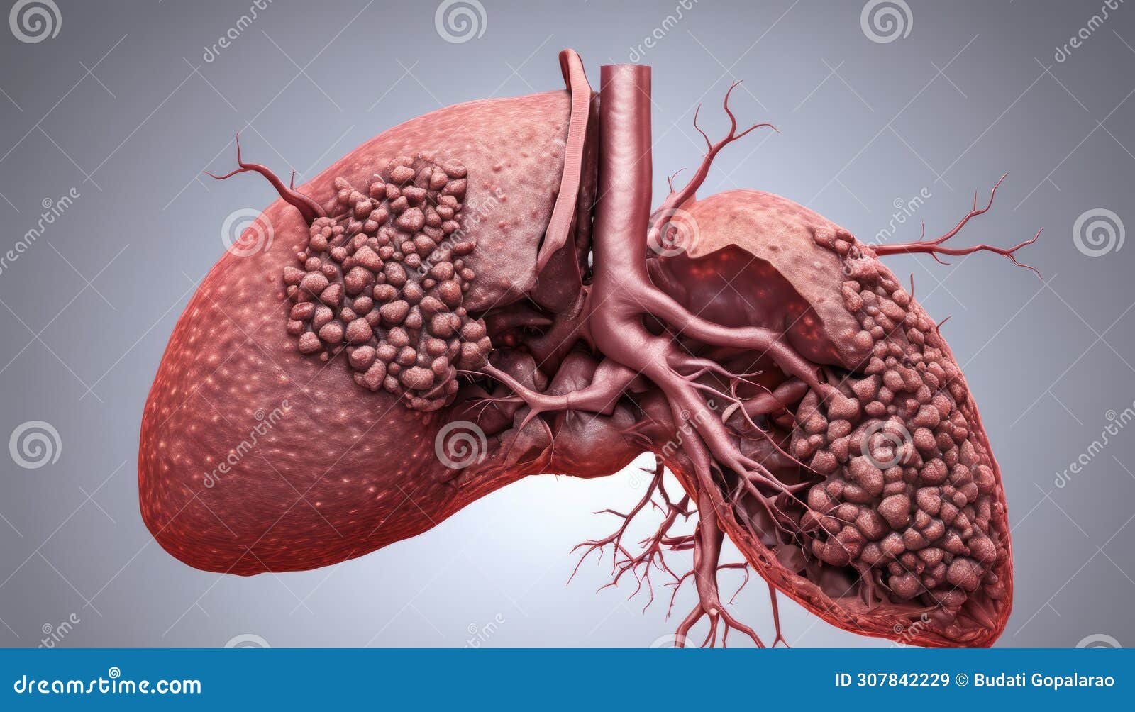 3D Rendering of a Liver with Detailed Vascular Structure Stock ...
