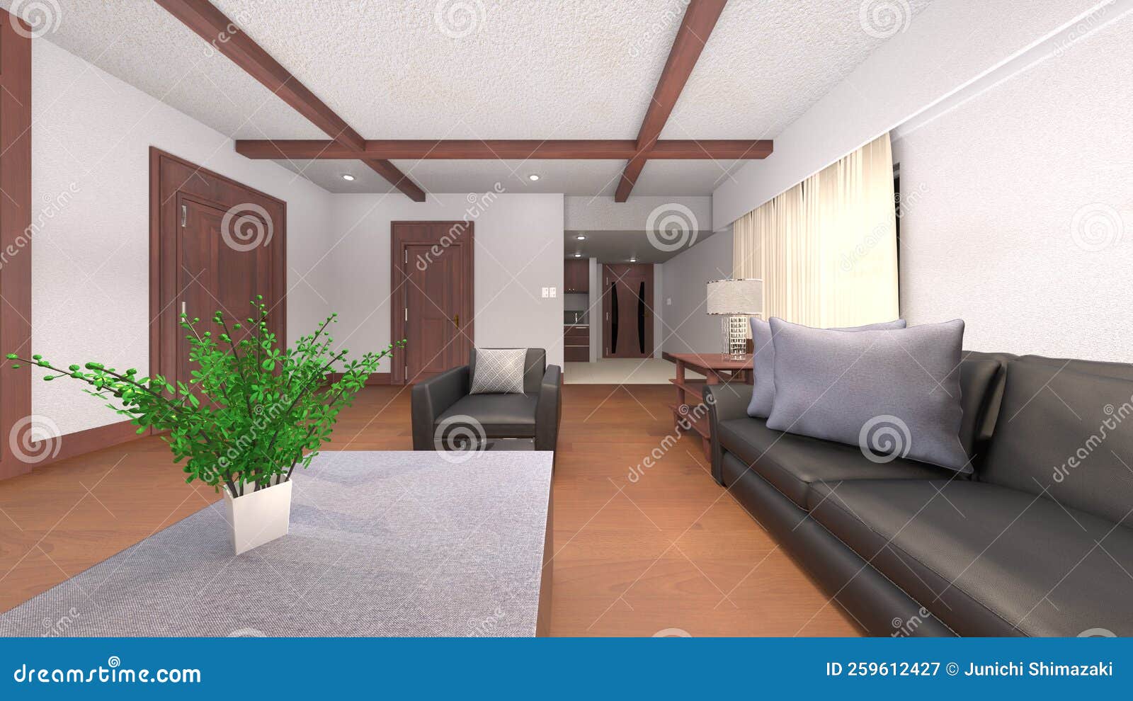 3D Rendering of the Living Room Stock Illustration - Illustration of ...