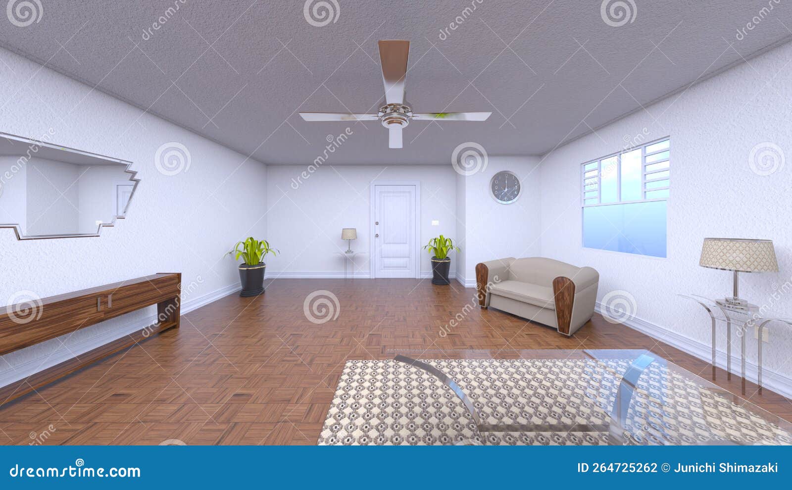 3D Rendering of the Living Room Stock Illustration - Illustration of ...
