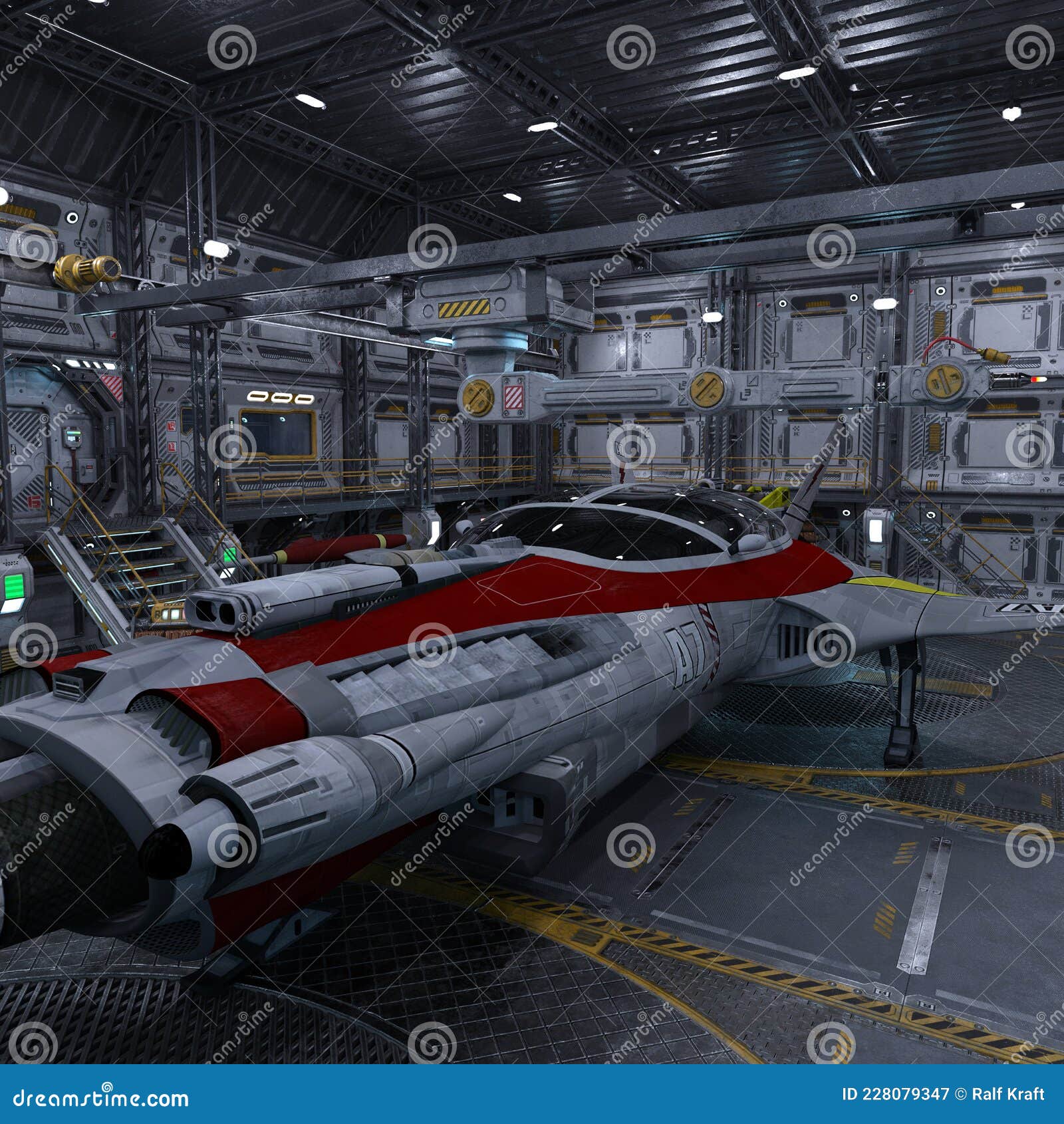 3D-illustration of a Load Room in a Science Fiction Starship Stock ...