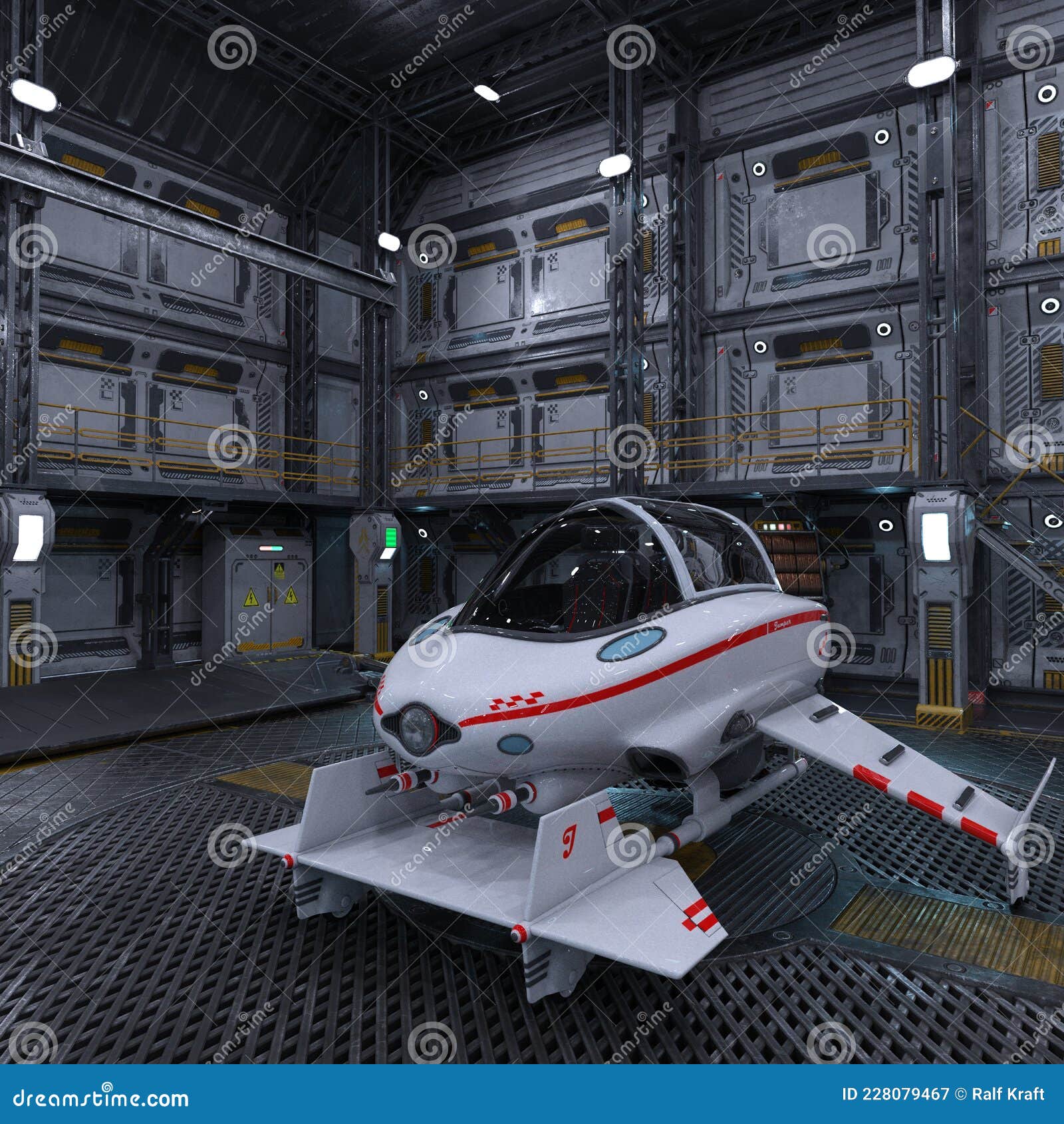 3D-illustration of a Load Room in a Science Fiction Starship Stock ...