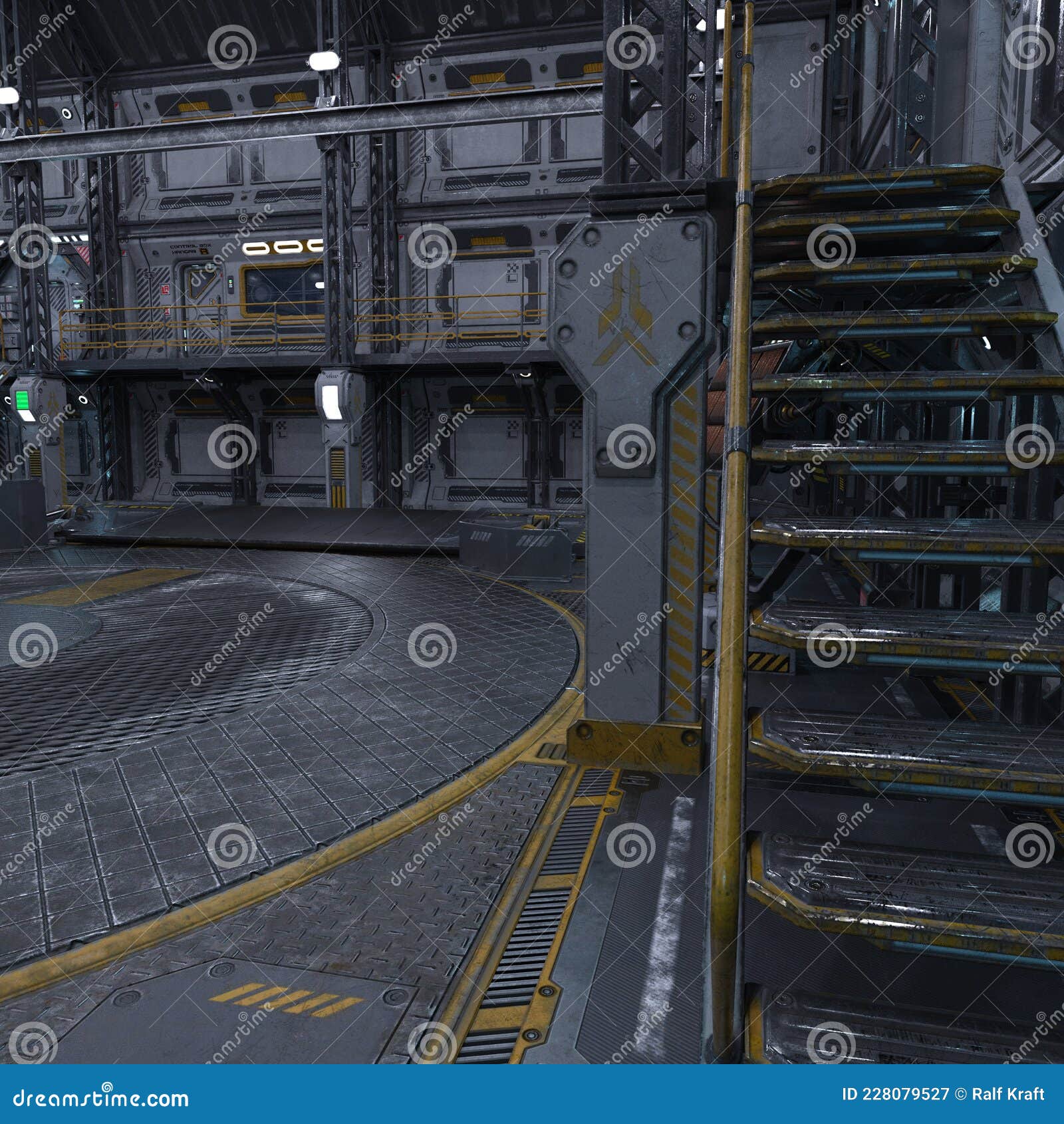 3D-illustration of a Load Room in a Science Fiction Starship Stock ...