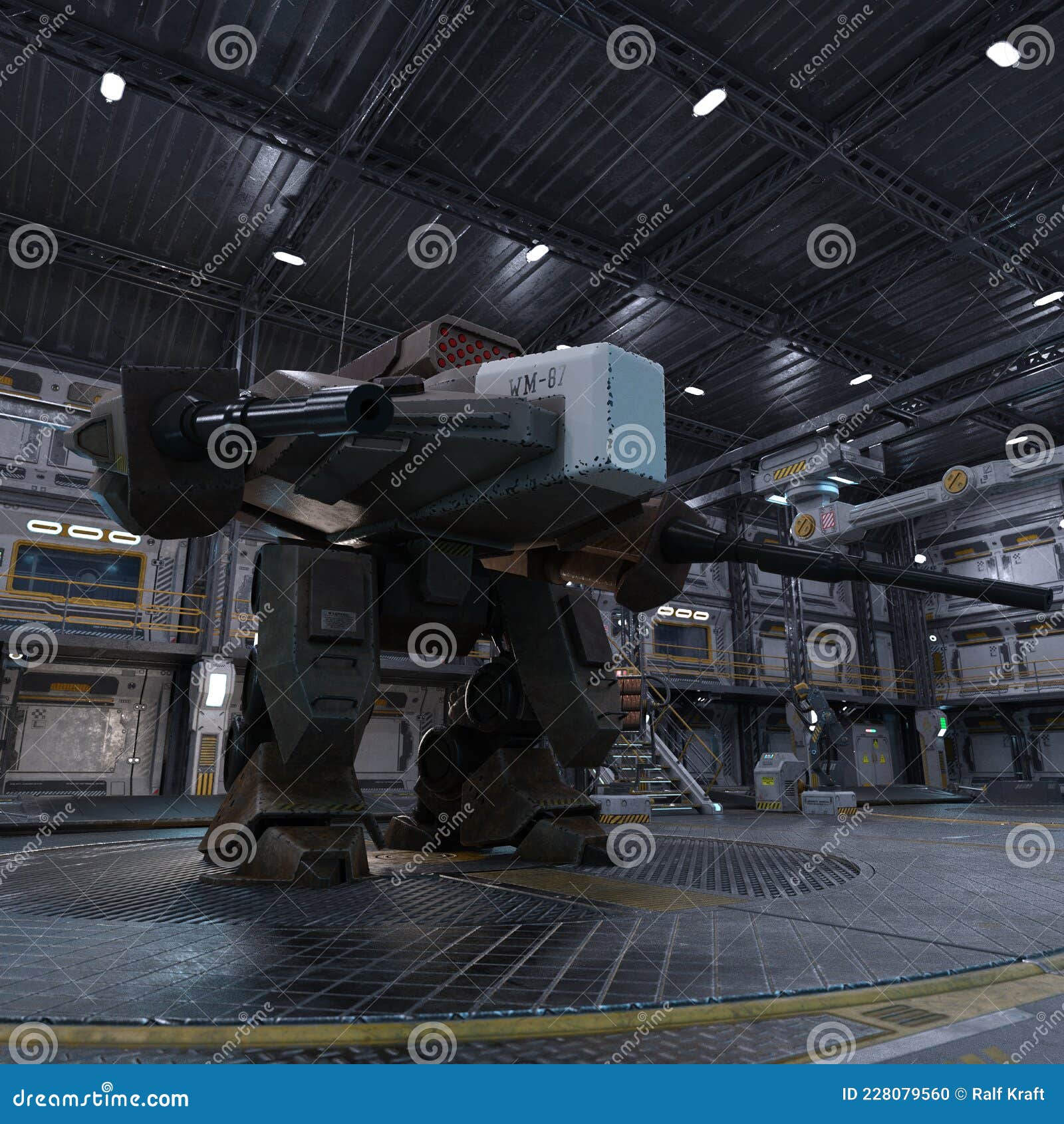 3D-illustration of a Load Room in a Science Fiction Starship Stock ...