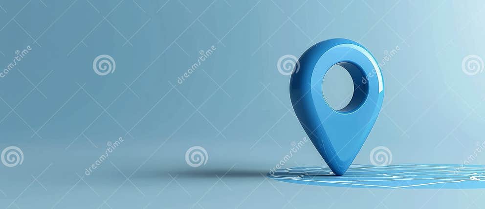 3D Rendering of a Locator Mark with a Pin or Navigation Icon ...