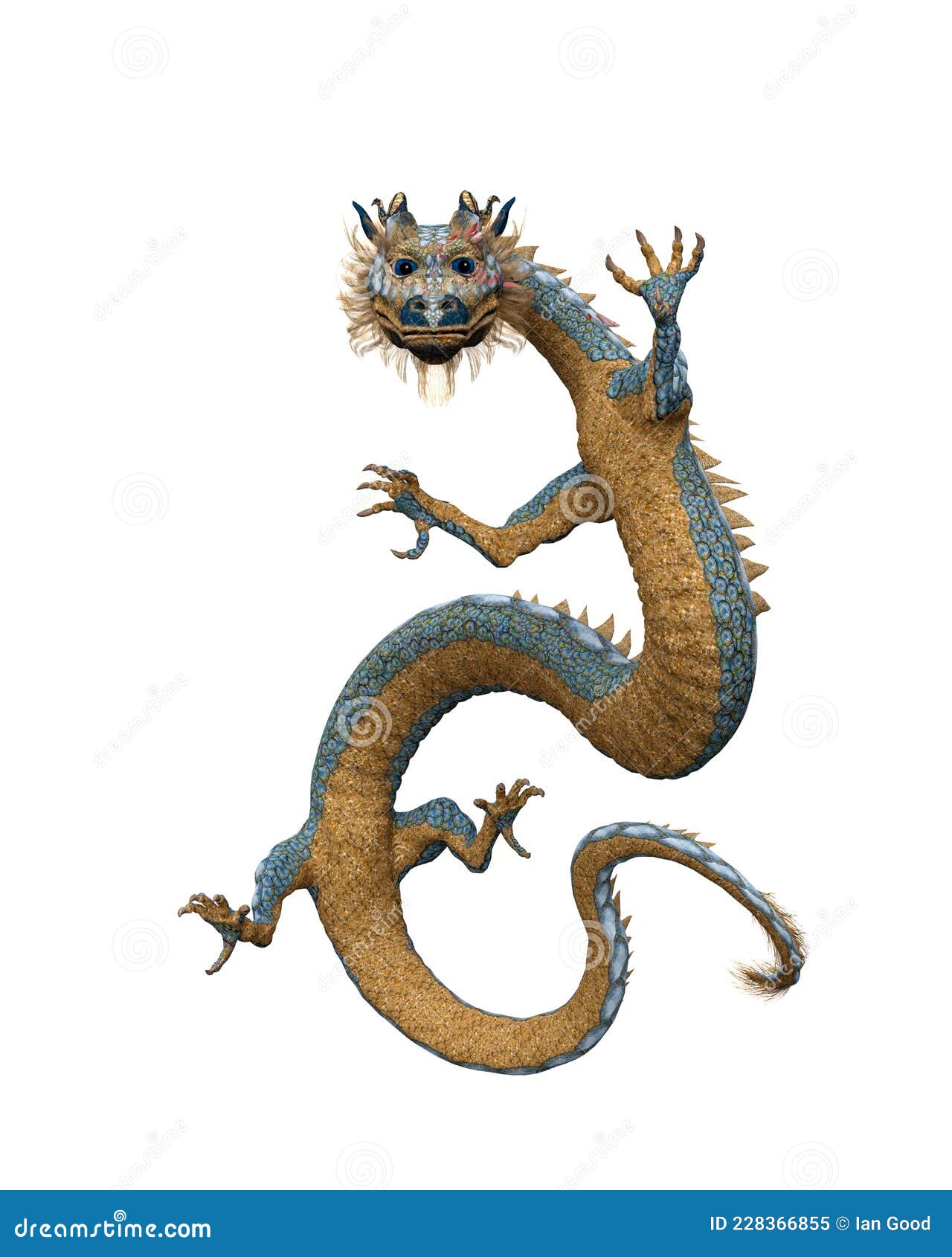 3D Rendering Of A Long Bodied Chinese Dragon Isolated On A White ...