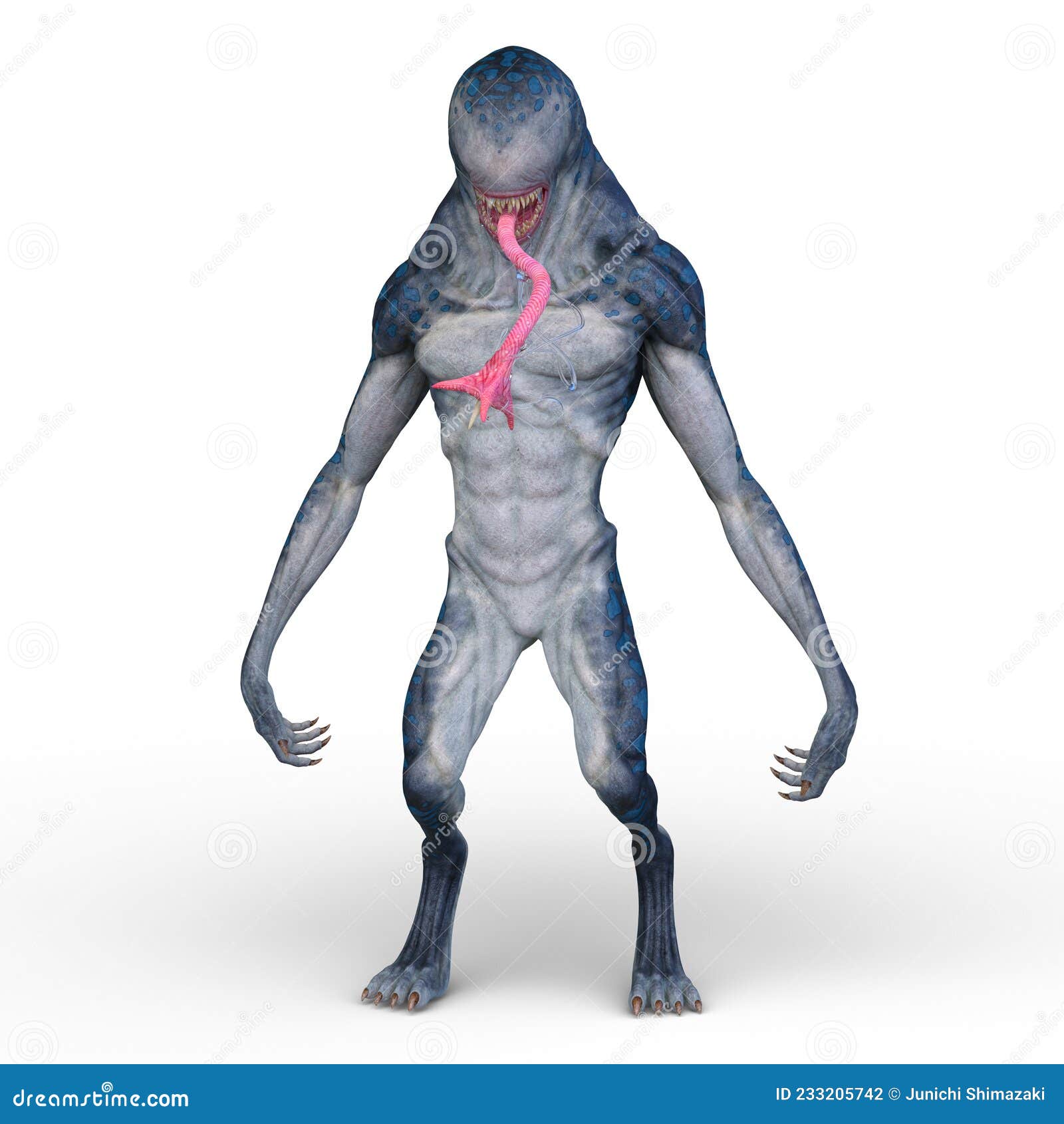 3D Rendering of a Long Tongue Alien Stock Illustration - Illustration ...