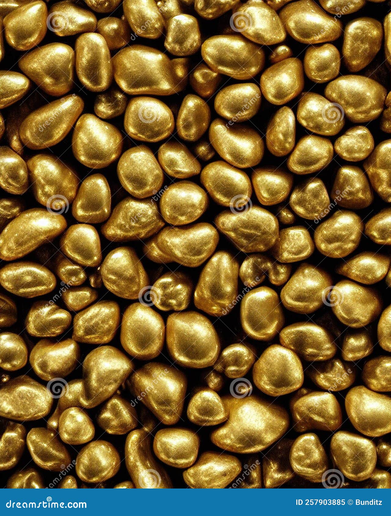 3D Rendering ,lots of Gold Pebbles Stock Illustration - Illustration of ...