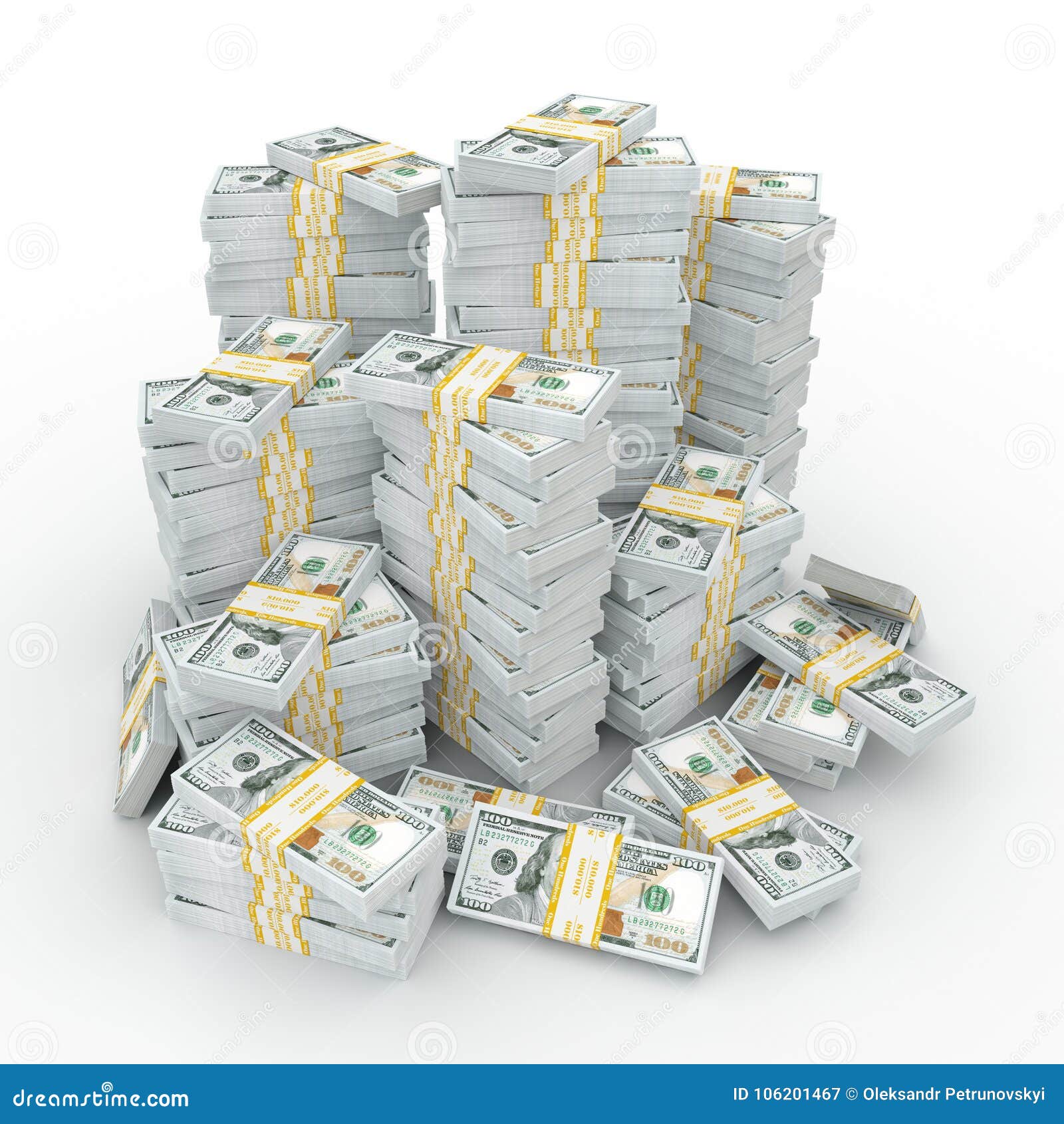 3d Rendering Lots of Packs of US Dollars Stock Illustration ...